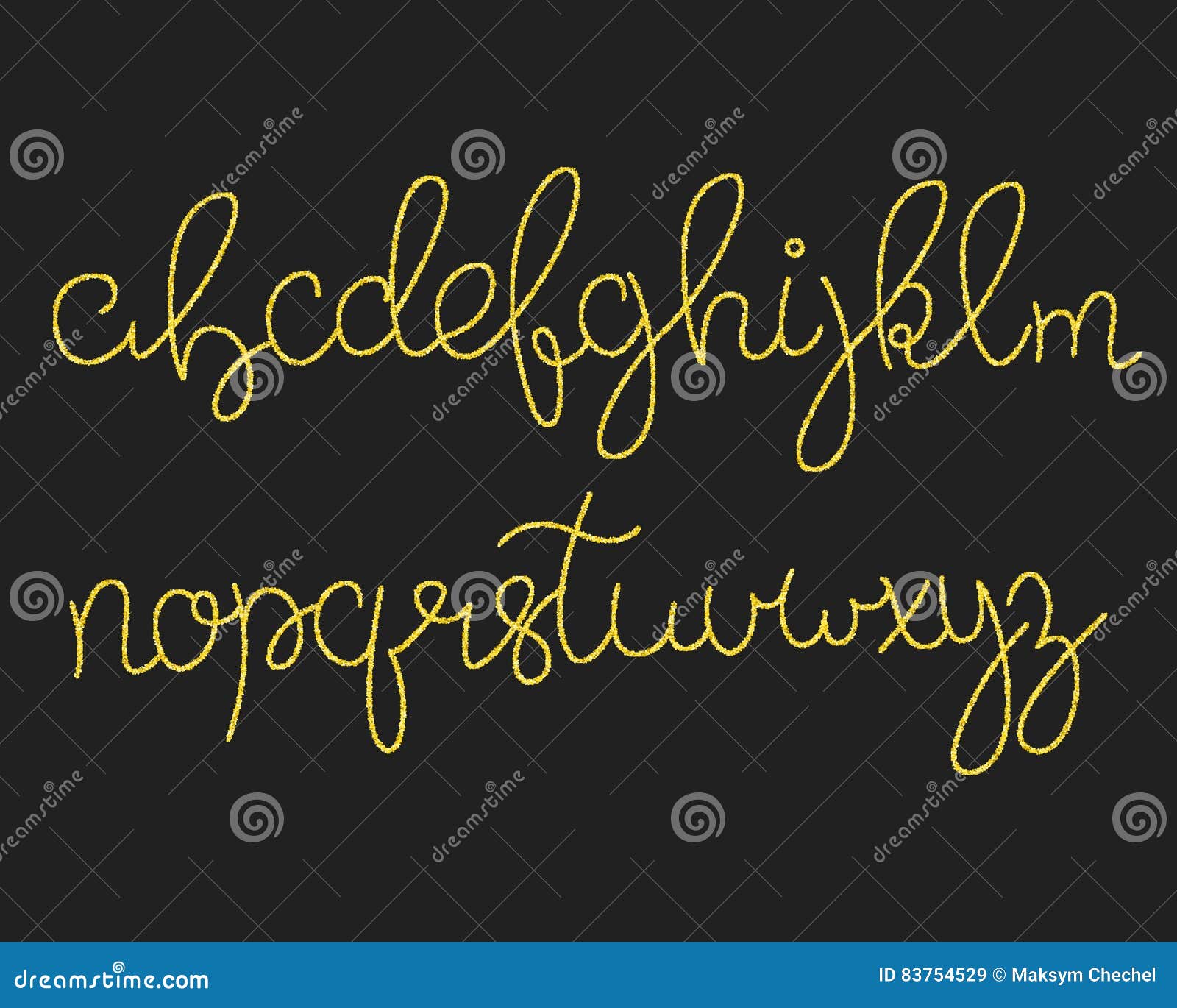 Glitter Gold Script Alphabet. Shiny Brush Calligraphy Typeface Stock ...