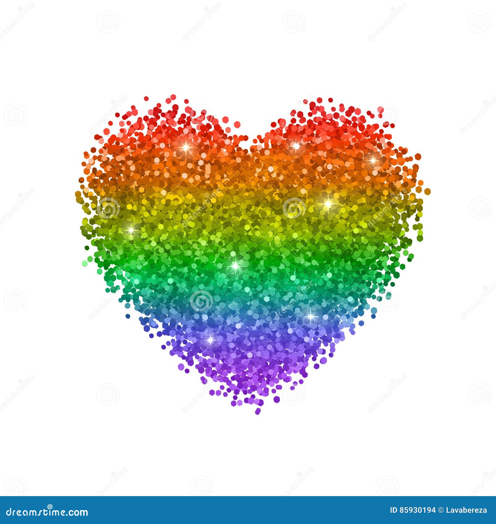 Glitter Heart Colors Of Rainbow Lgbt Symbol Isolated On White