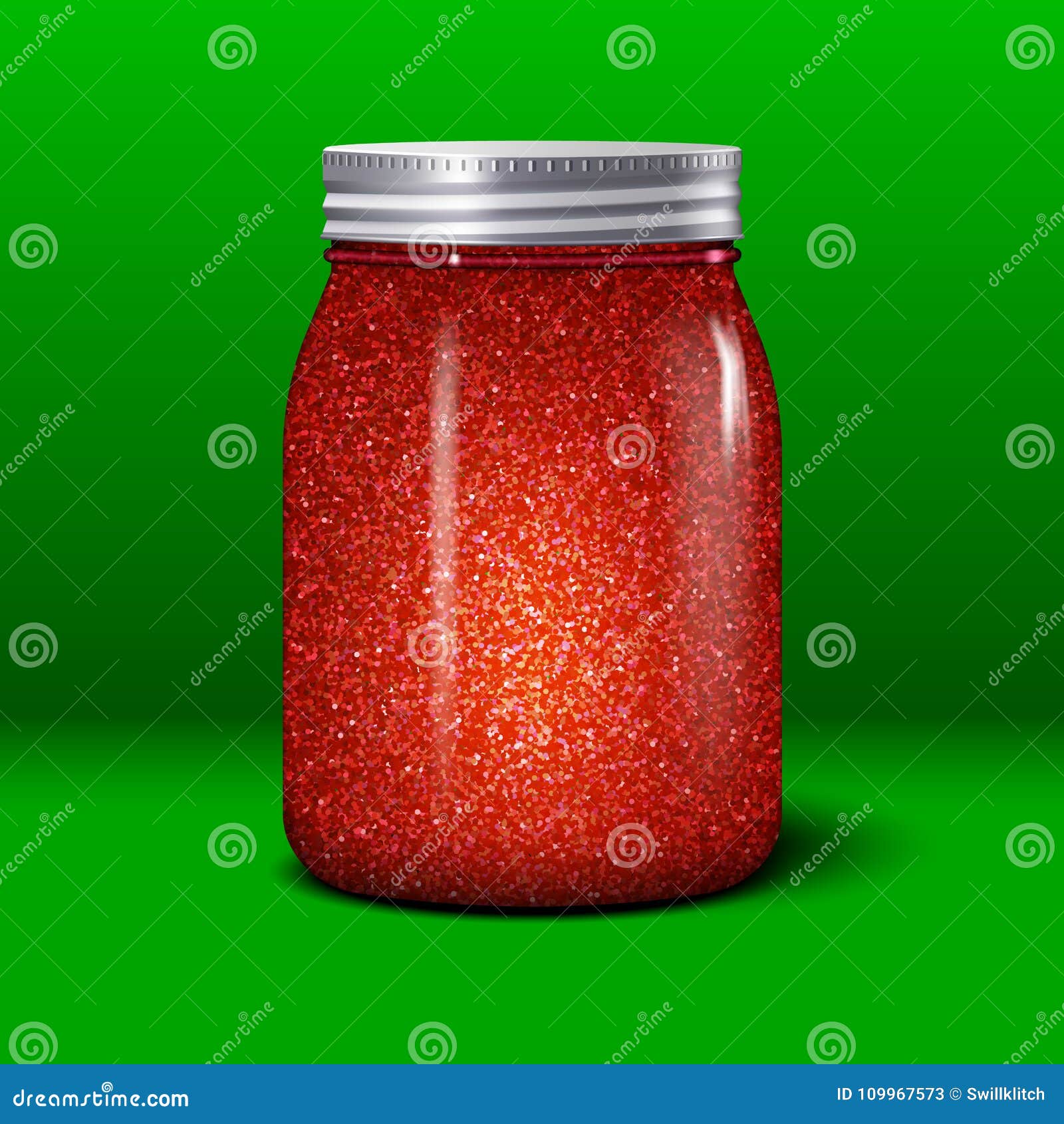 Glitter Jar. Realistic Object with Shiny Red Sparkles Stock Vector ...