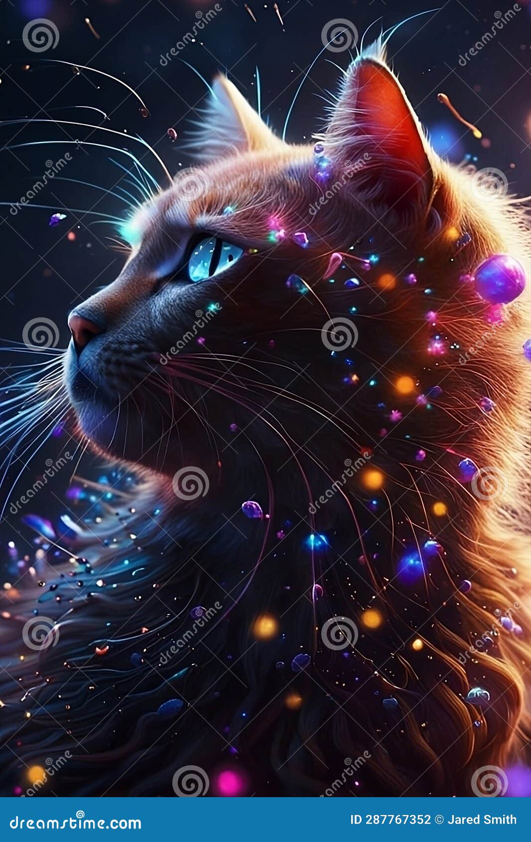 Glitter Kitty, Wise Cat. AI Created Stock Illustration - Illustration ...