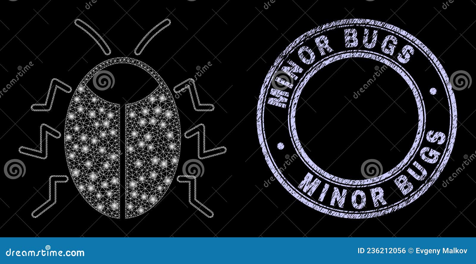 Scratched Minor Bugs Stamp and Light Network Bug with Light Spots Stock ...
