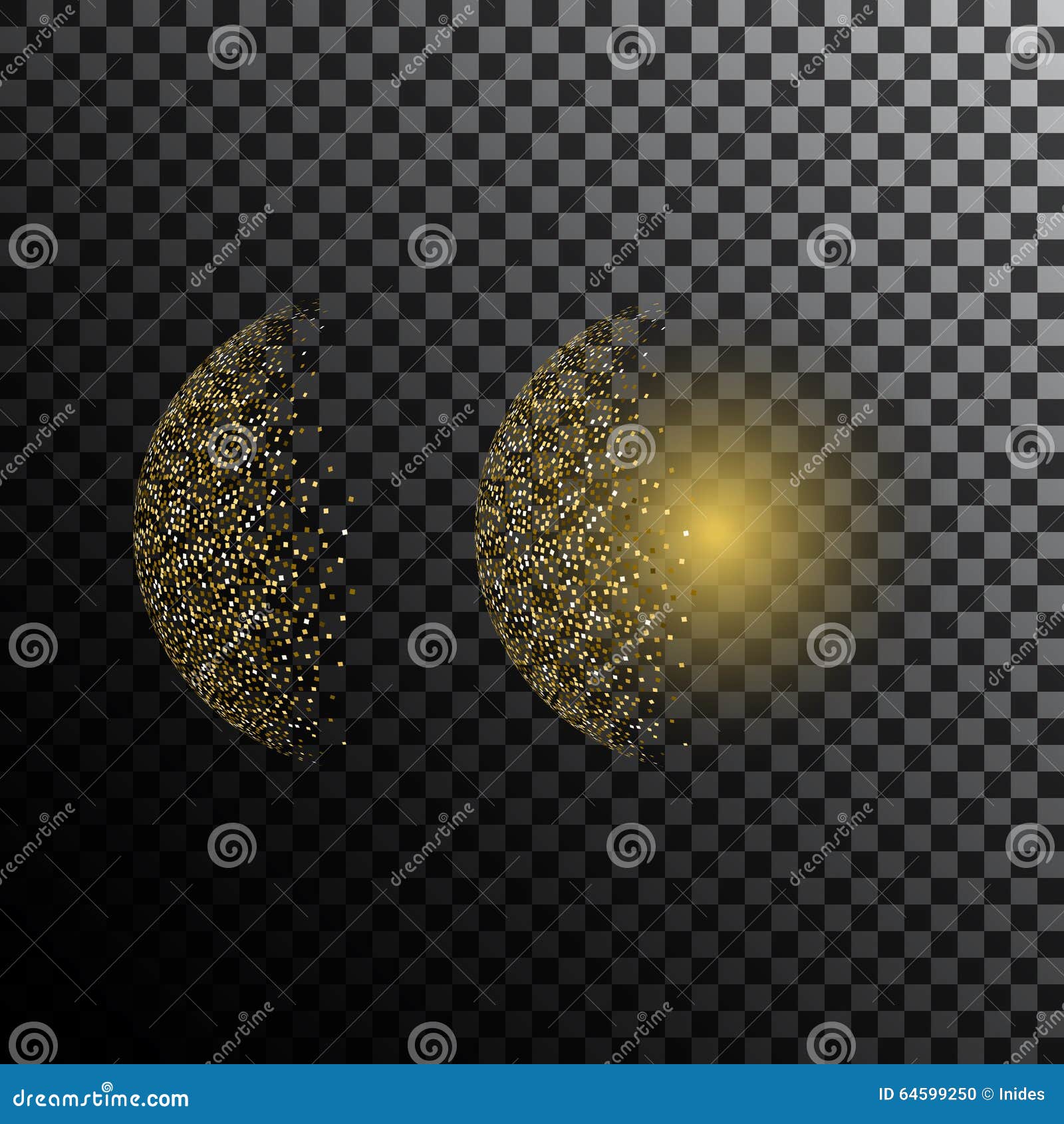 Glitter Moon Star with Glow Light Inside Sphere Stock Vector ...