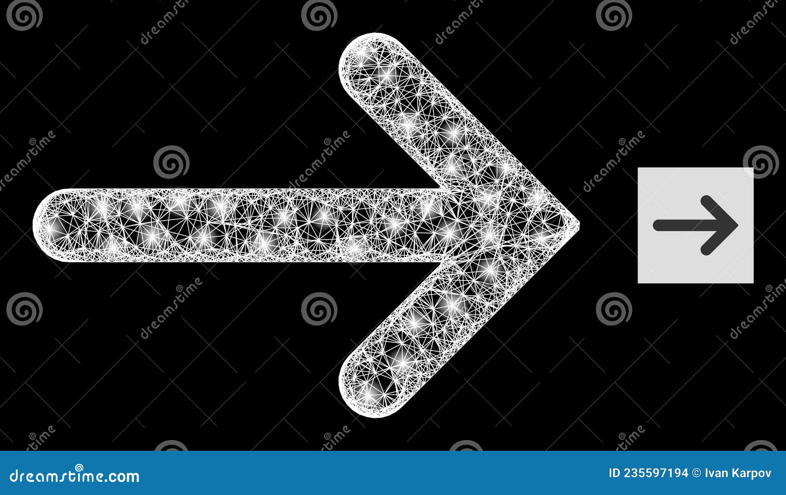 Flare Network Mesh Right Arrow Icon with Lightspots Stock Vector ...