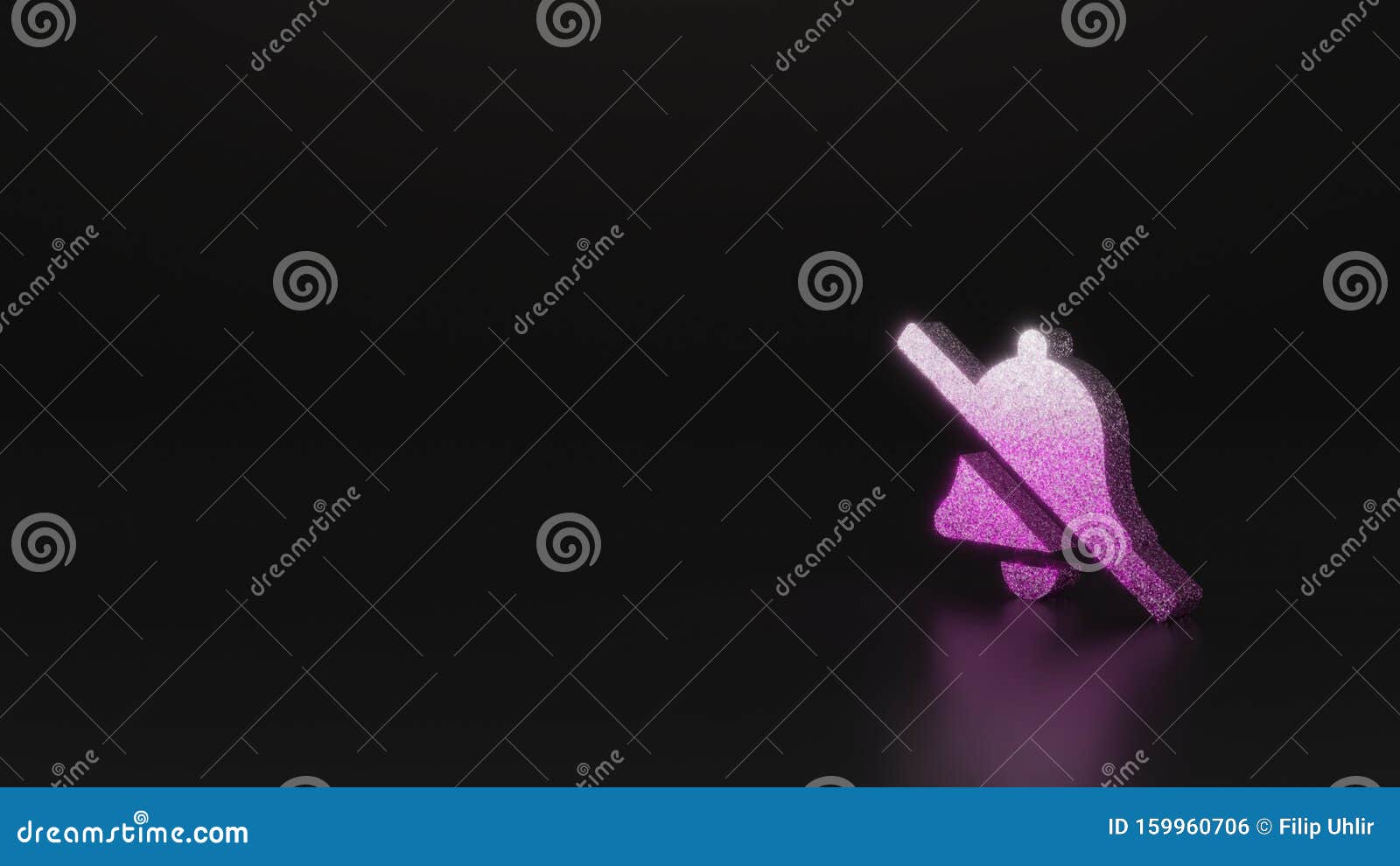 Science Glitter Symbol of Bell Slash Icon 3D Rendering Stock ...