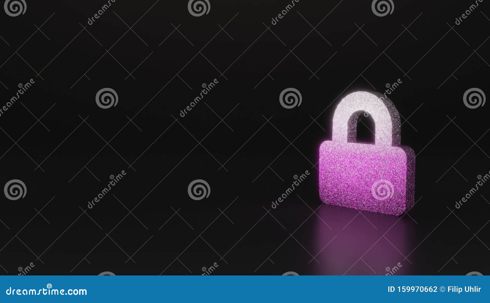 Science Glitter Symbol of Lock Icon 3D Rendering Stock Illustration ...