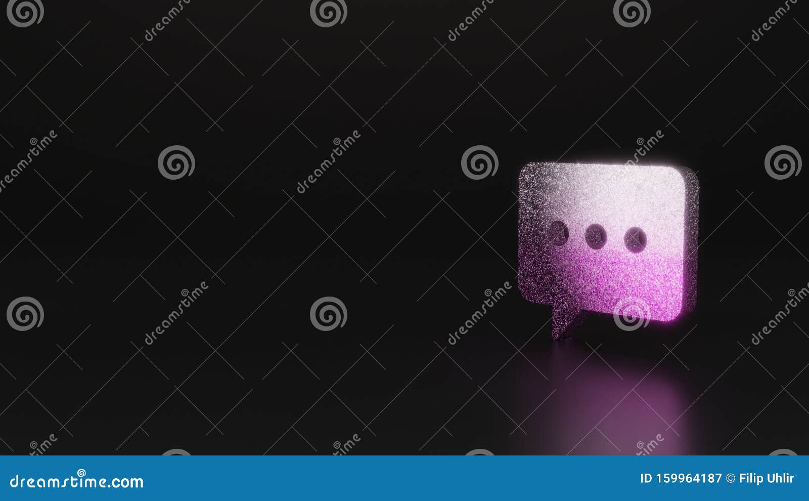 Science Glitter Symbol of Rounded Chat Bubble Icon 3D Rendering Stock ...