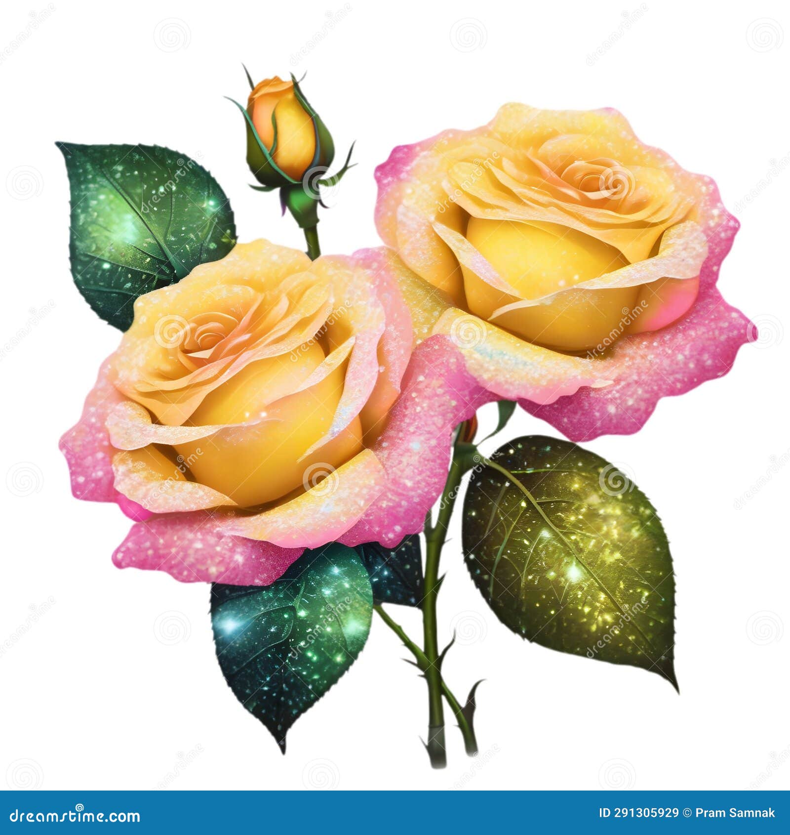 Glitter Roses on a White Background. AI-Generated. Stock Image ...