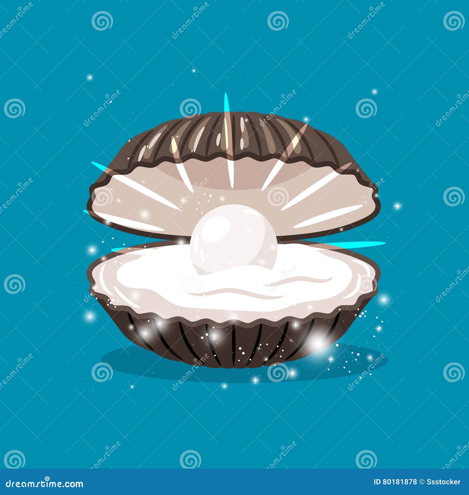 Glitter Shell with Pearl Inside Stock Vector - Illustration of color ...