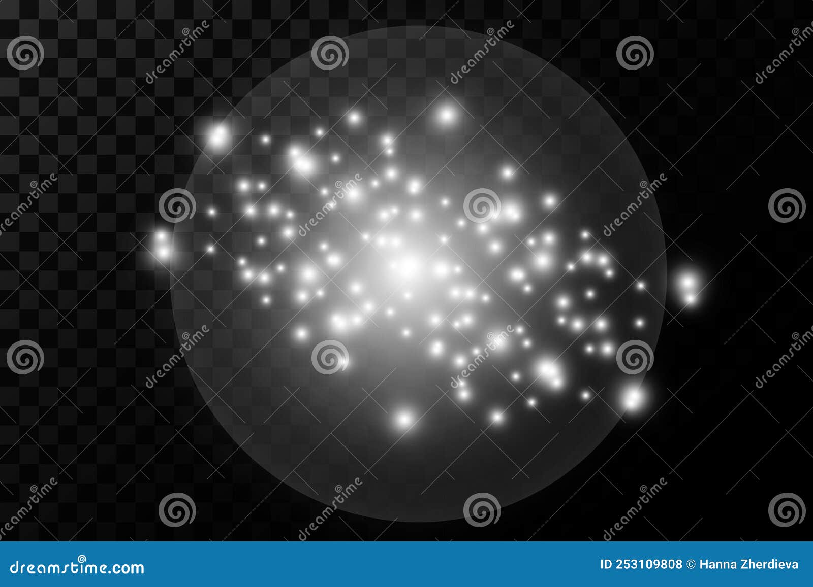 Glitter of Silver Dust and Explosion of Bright Particles. on a ...