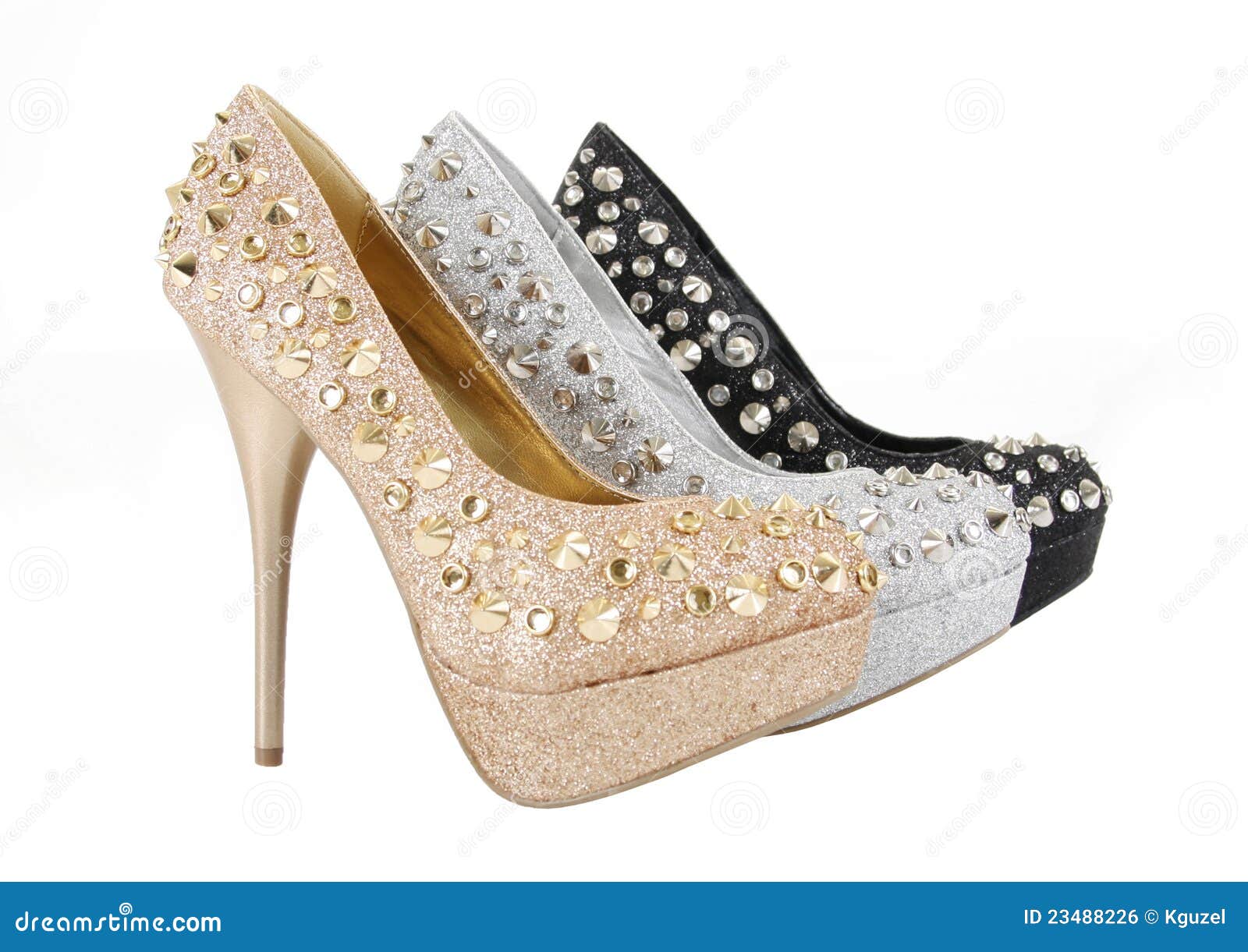 Glitter spiked shoes stock photo. Image of club, girl - 23488226