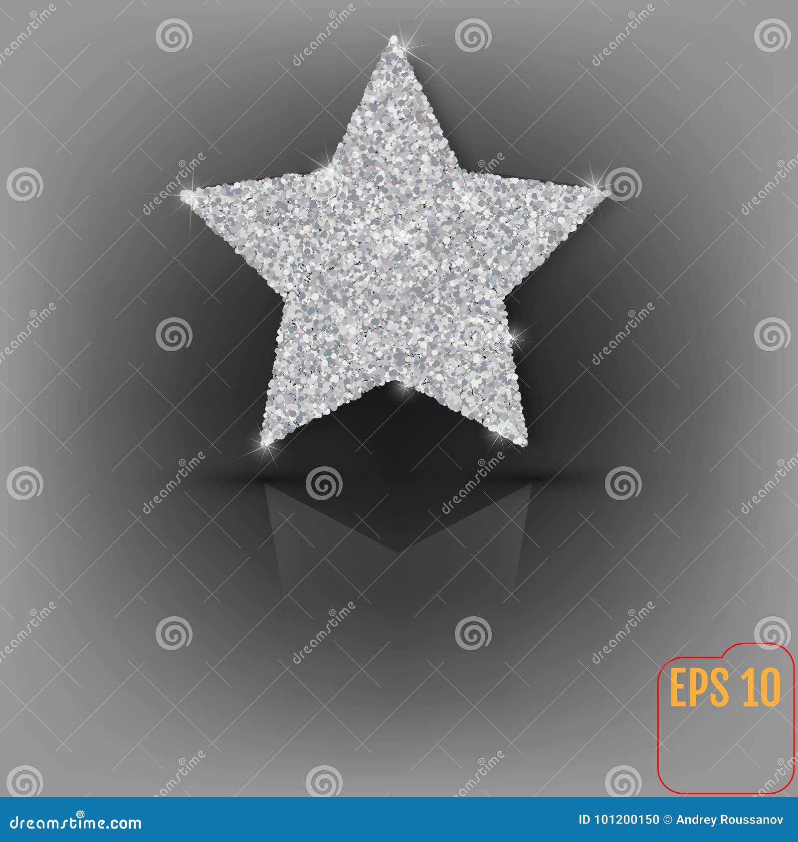 Glitter Stylish Silver Star, Vector Composition for Glamour Design ...