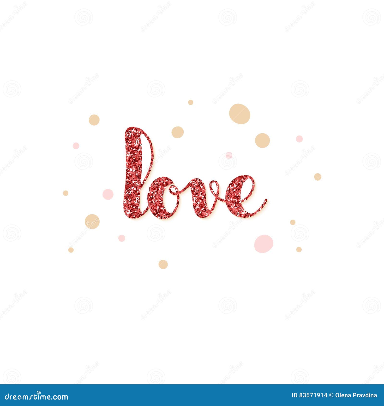 Glitter Textured Word Love in Hand-written Style. Stock Vector ...