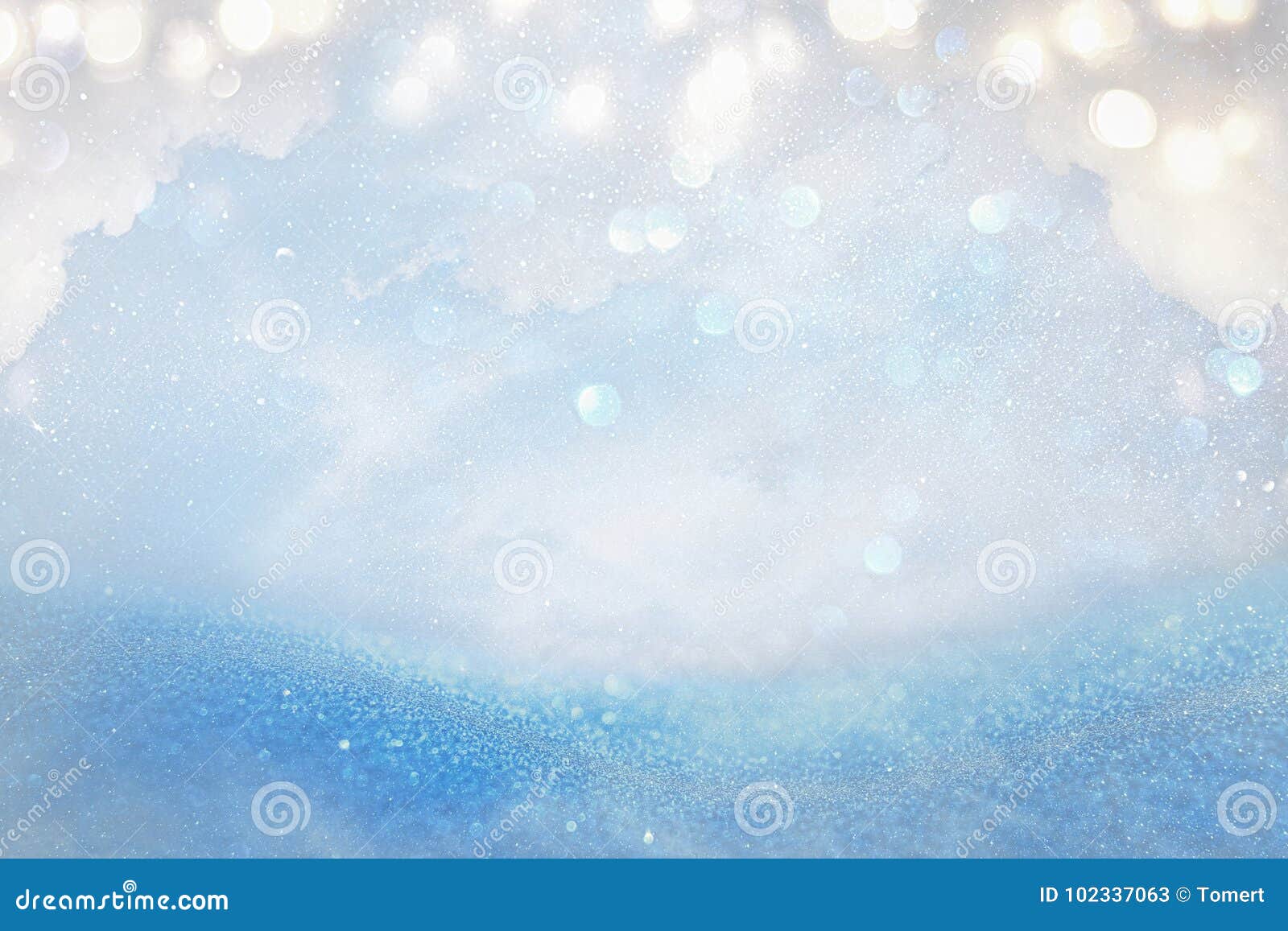Glitter Vintage Lights Background. Light Blue and Silver Stock Image ...