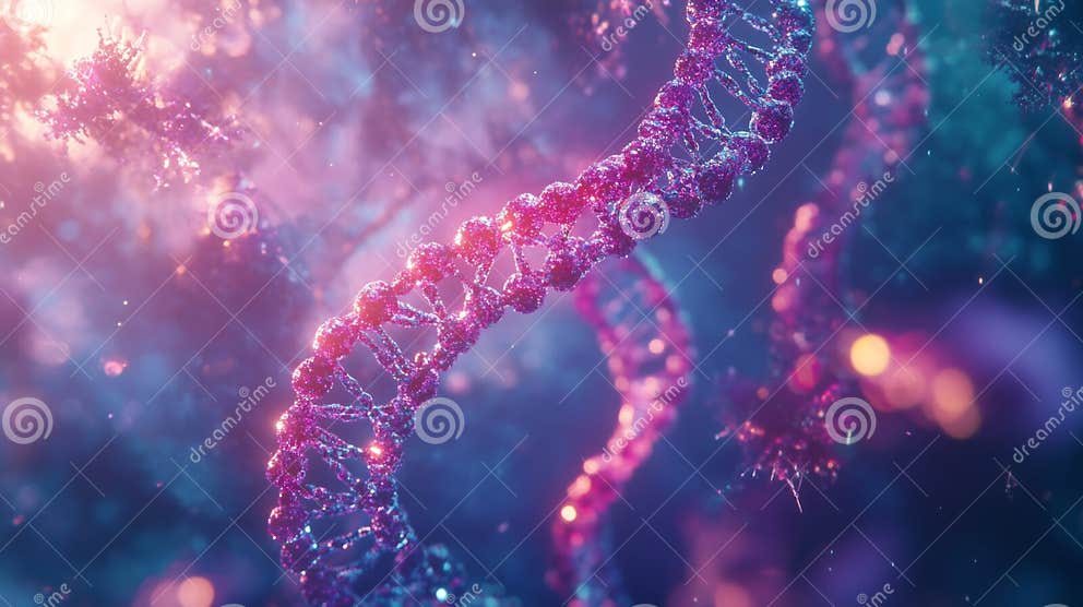Glittering DNA Double Helix in a Cosmic Setting Stock Illustration ...