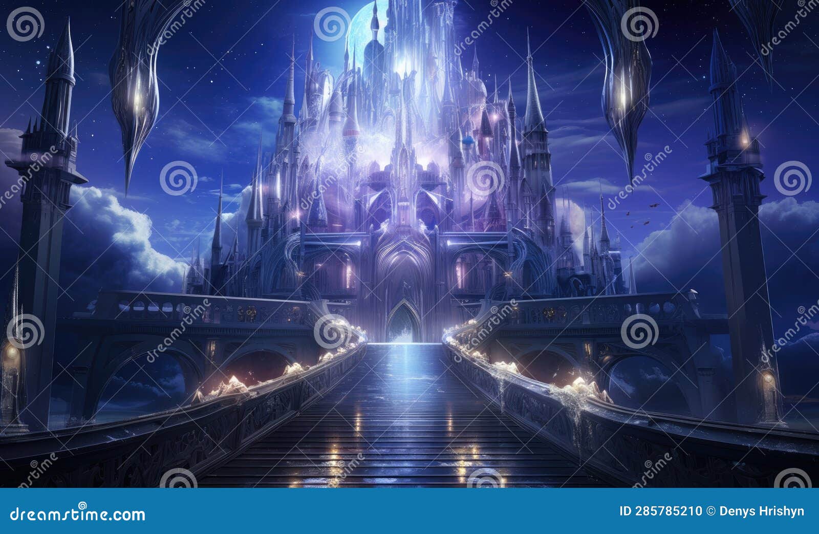 The Glittering Fantasy Castle Sparkles Enchantingly Under the Night Sky ...
