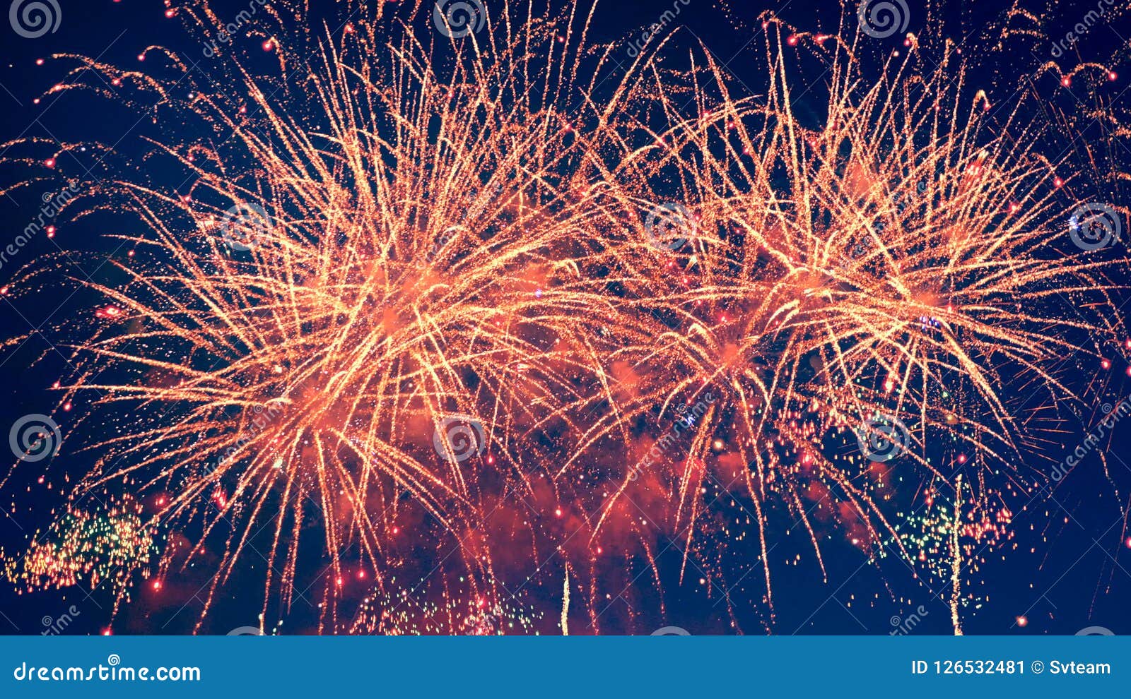 Glittering Flashes of Multicoloured Fireworks in the Dark Sky Stock ...