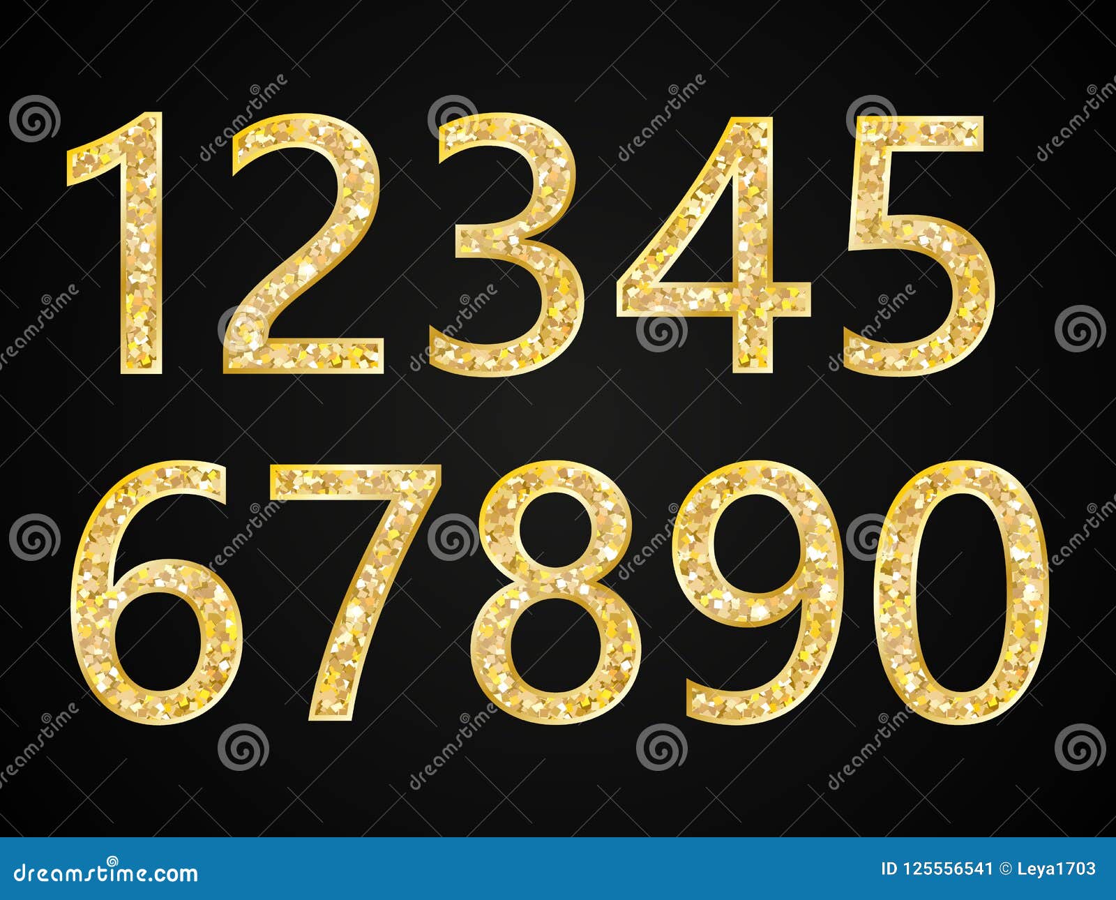 Glittering, Glamorous Numbers. Realistic Background. Vector ...