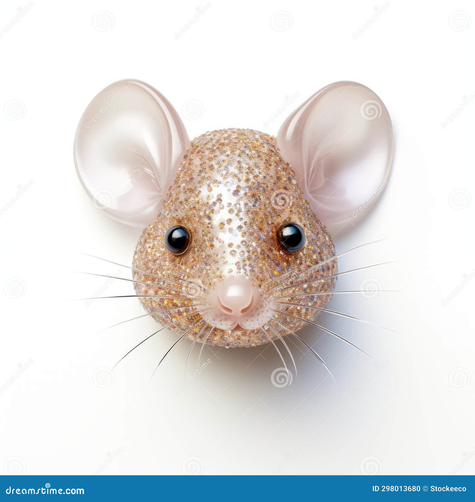 Glittering Gold Mouse Head with Vray Tracing on White Background Stock ...