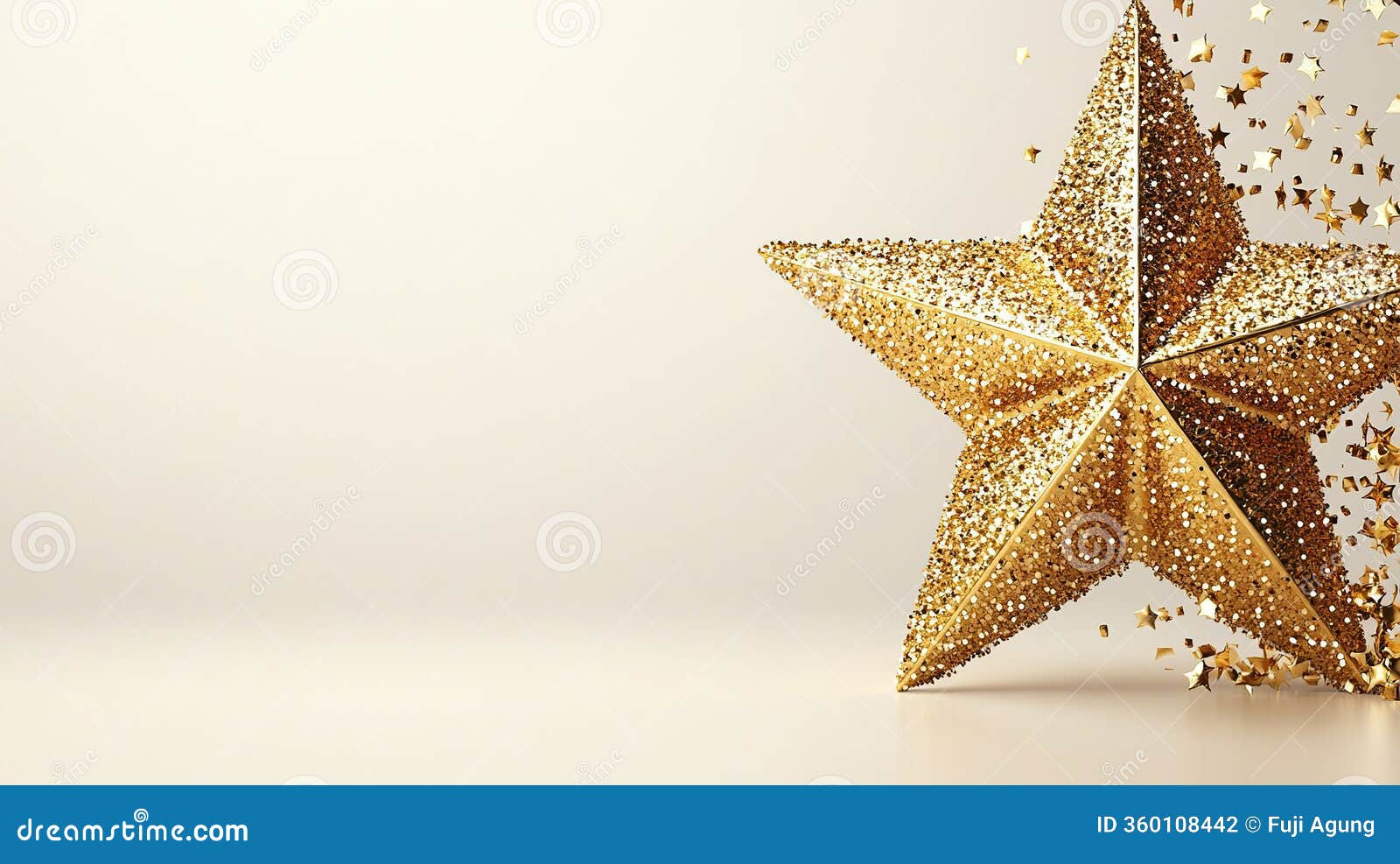 Glittering Gold Star Exploding, Light Beige Background, Festive Design ...