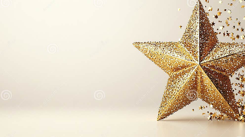 Glittering Gold Star Exploding, Light Beige Background, Festive Design ...