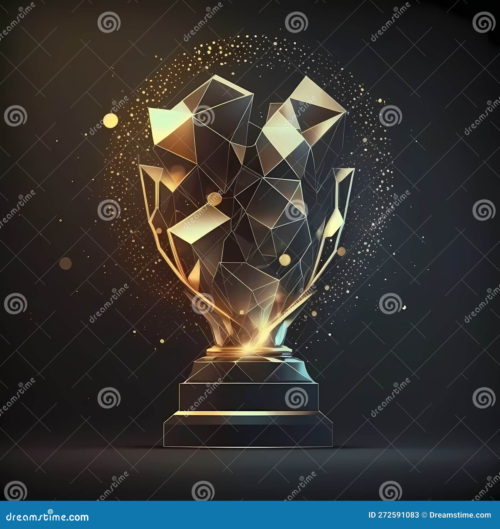 Glittering Low Poly Trophy. Generative AI Stock Illustration ...