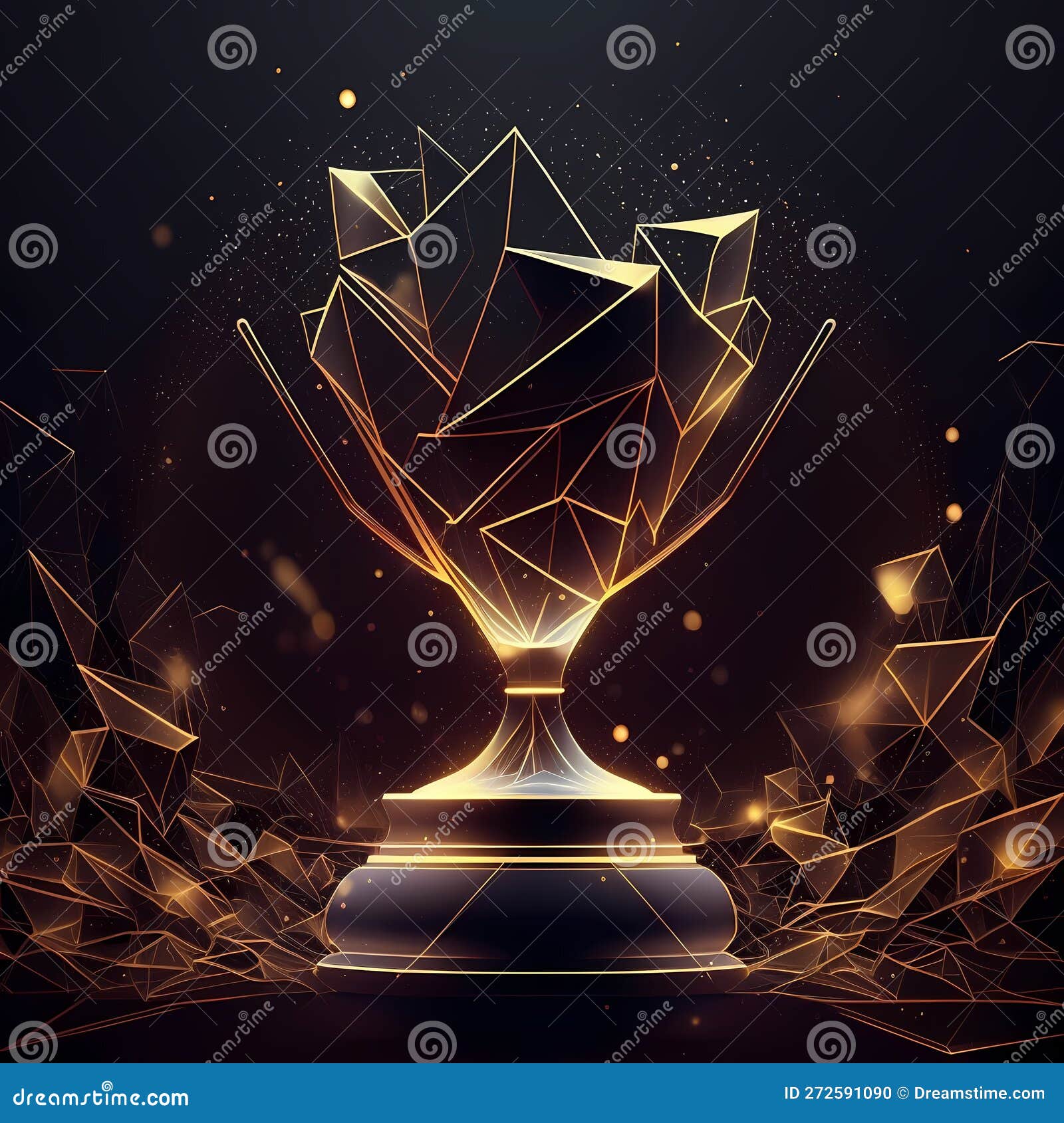 Glittering Low Poly Trophy. Generative AI Stock Illustration ...