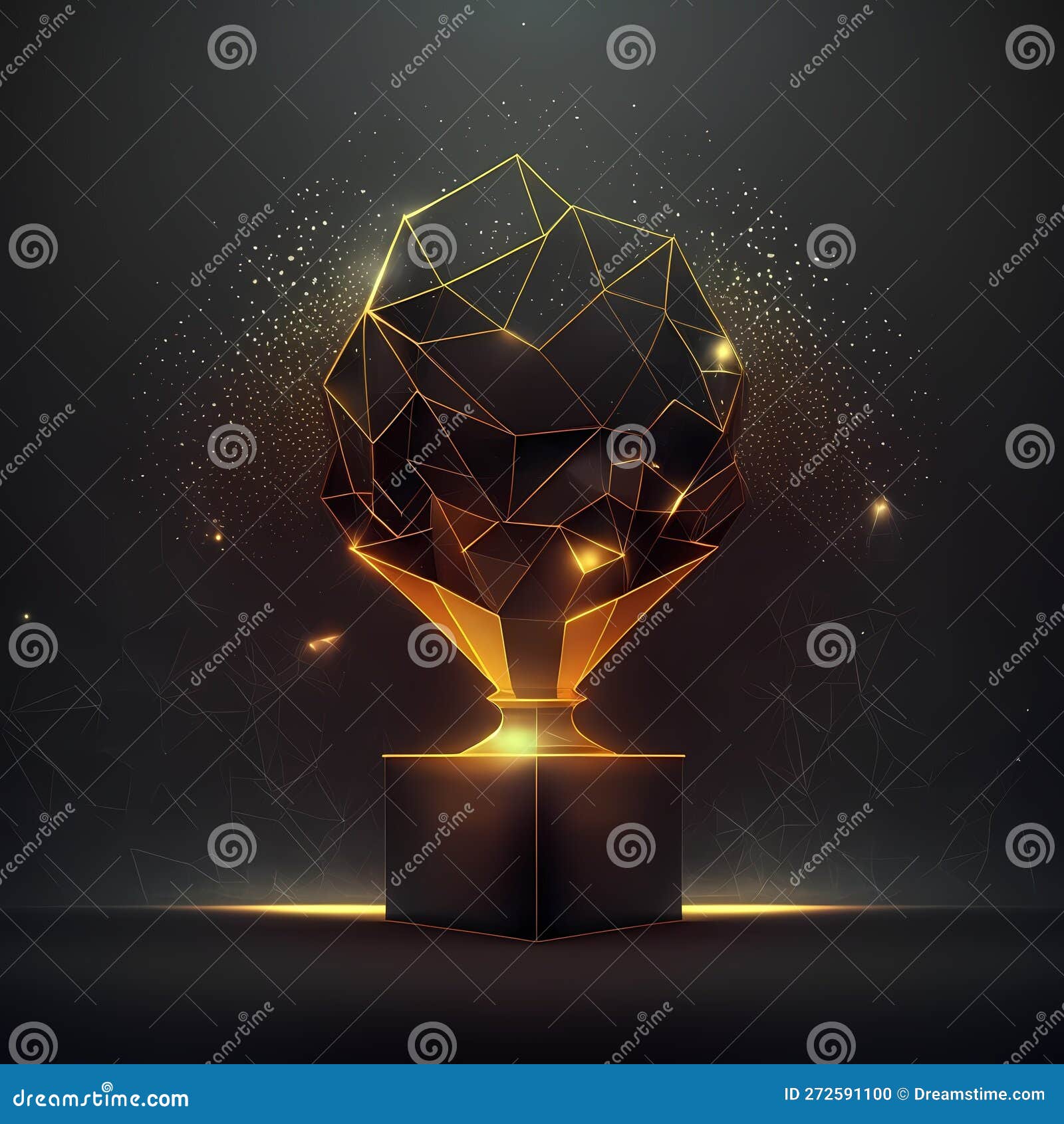 Glittering Low Poly Trophy. Generative AI Stock Illustration ...