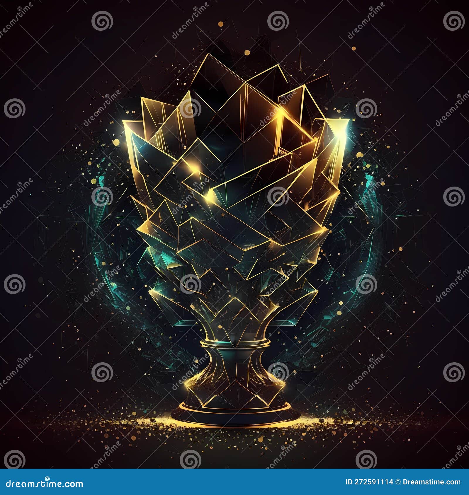 Glittering Low Poly Trophy. Generative AI Stock Illustration ...
