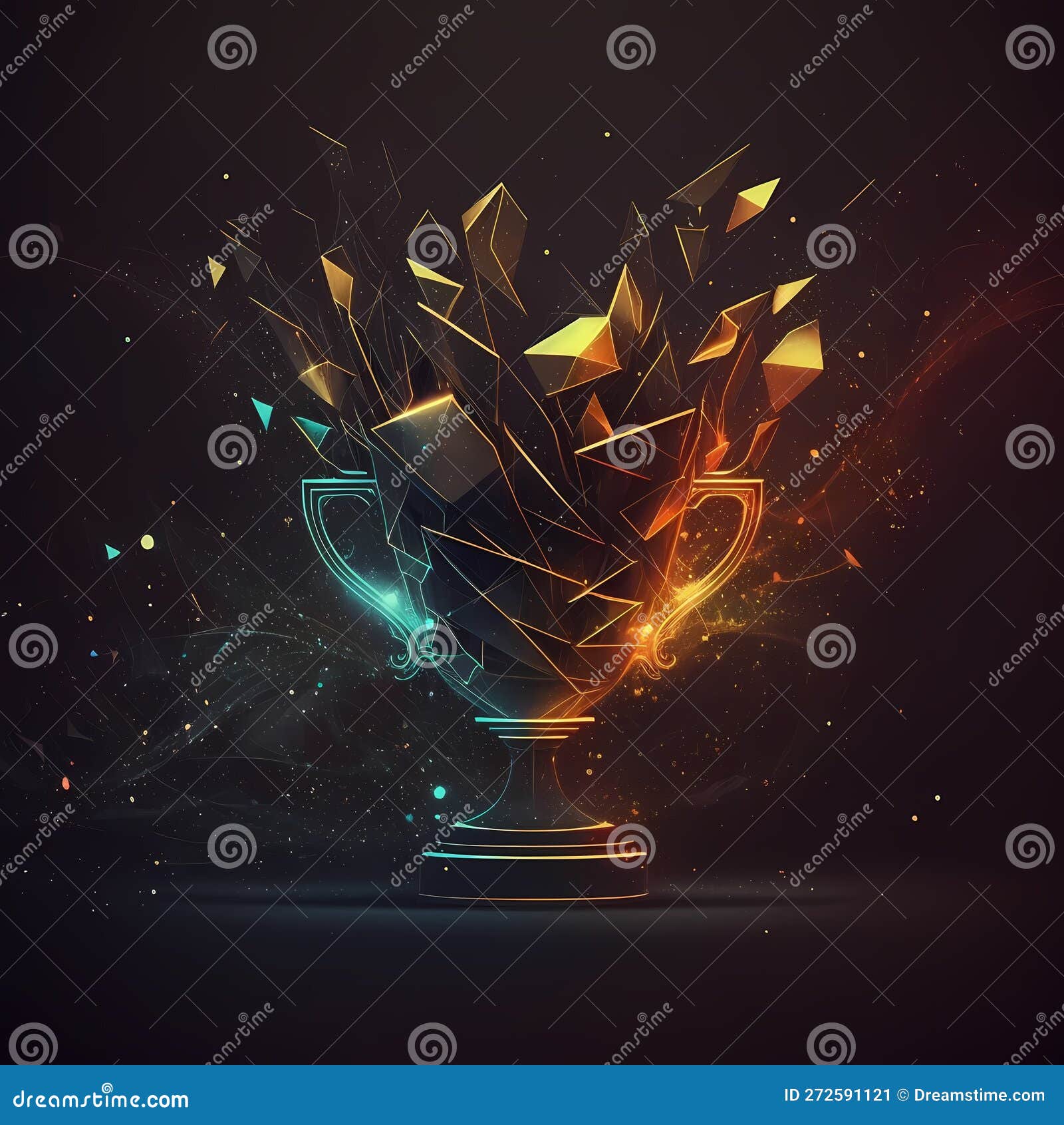 Glittering Low Poly Trophy. Generative AI Stock Illustration ...