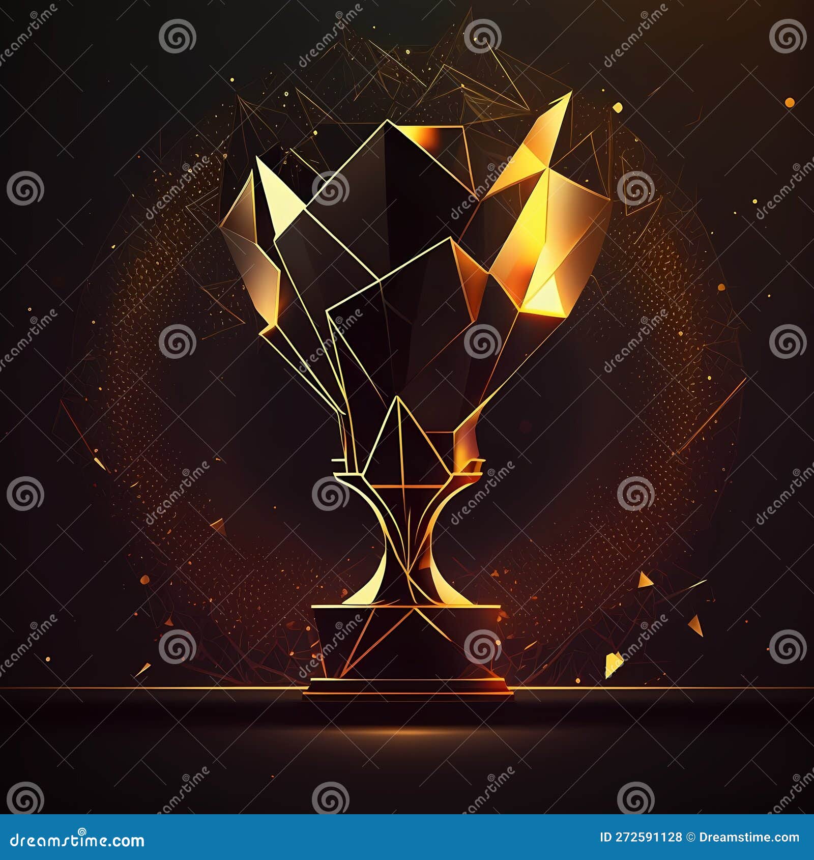 Glittering Low Poly Trophy. Generative AI Stock Illustration ...
