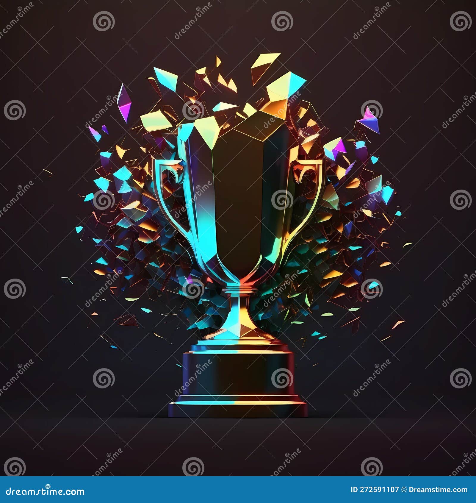 Glittering Low Poly Trophy. Generative AI Stock Illustration ...