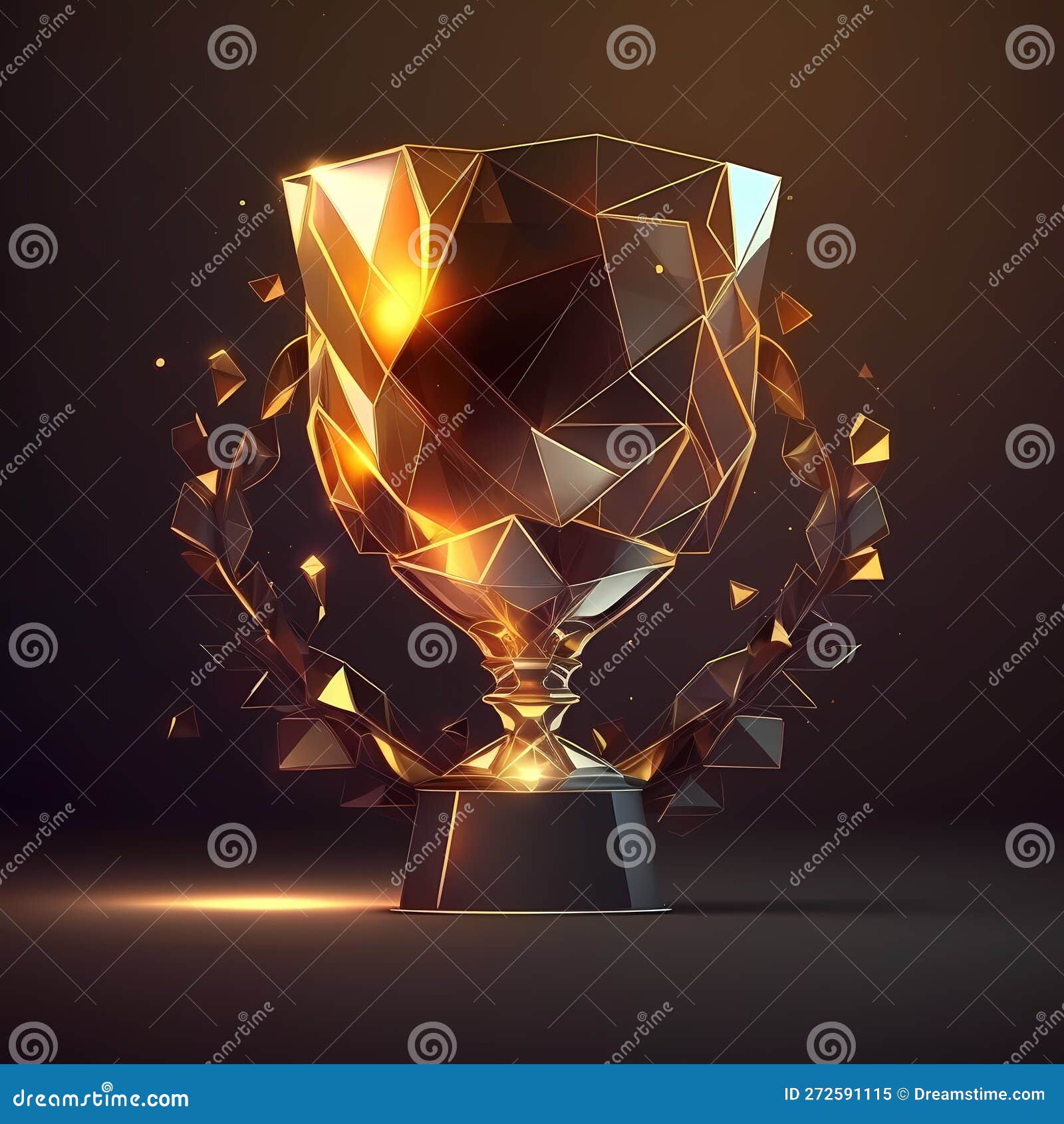 Glittering Low Poly Trophy. Generative AI Stock Illustration ...