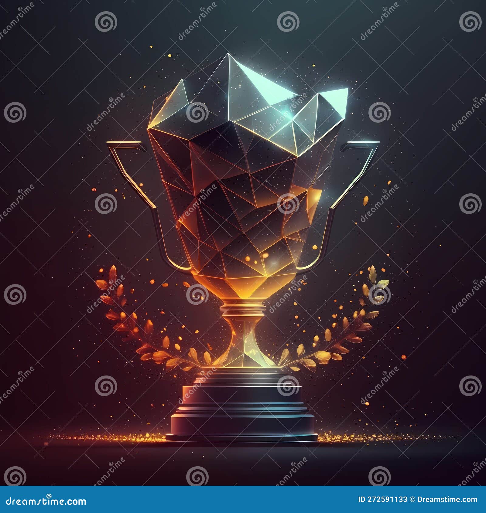 Glittering Low Poly Trophy. Generative AI Stock Illustration ...