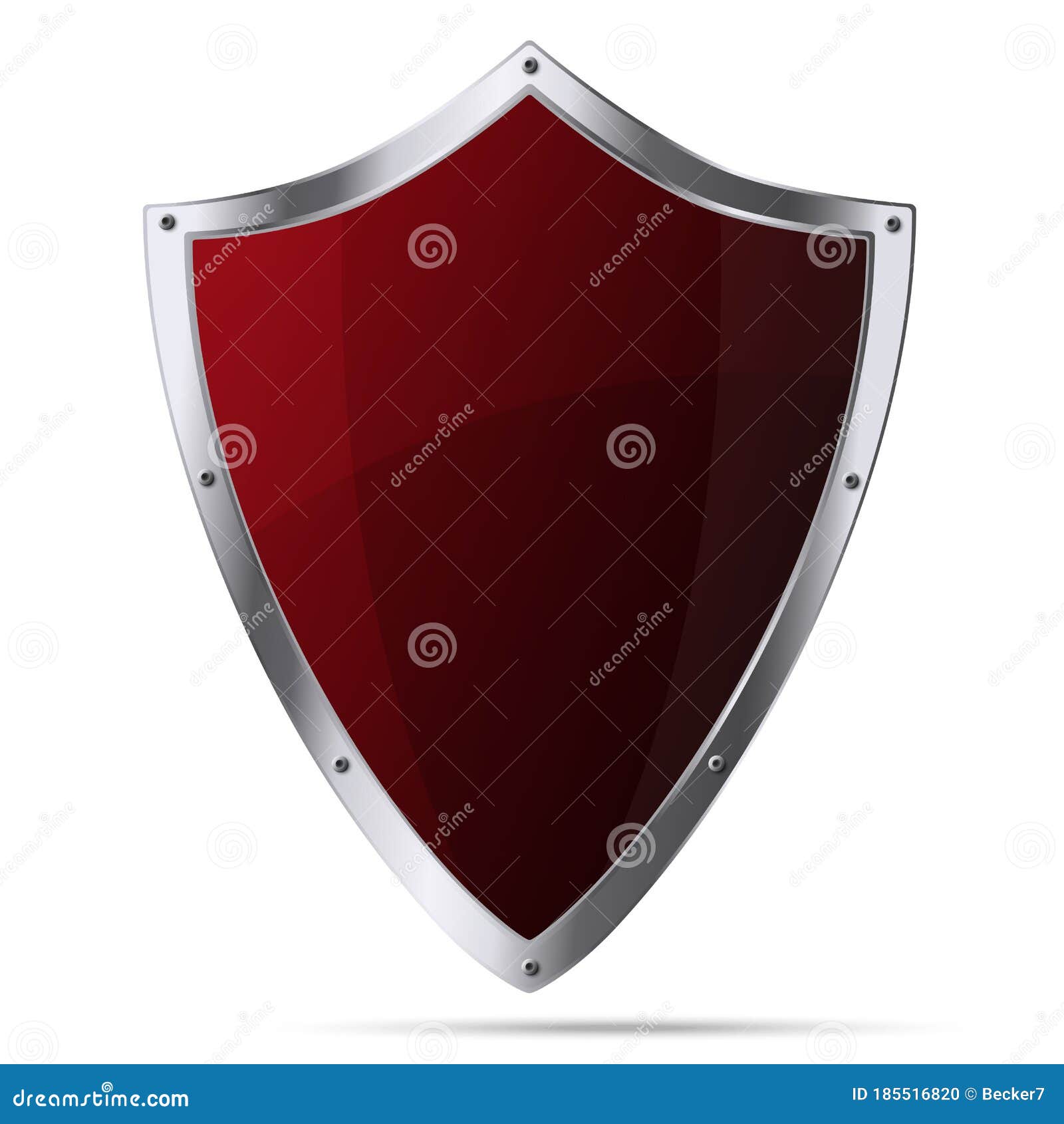Glittering Red Metallic Shield Isolated on White Background Stock ...