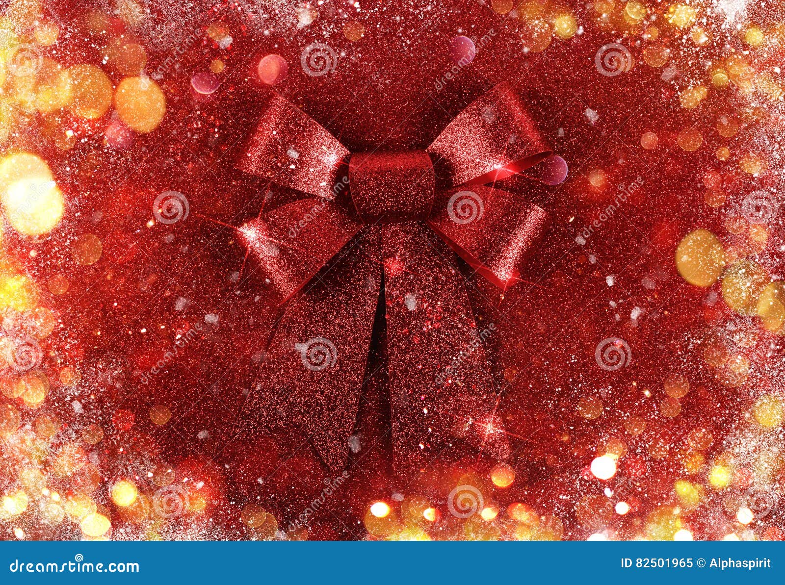 Glittering Red Ribbon Bow for Xmas Stock Image - Image of magic ...