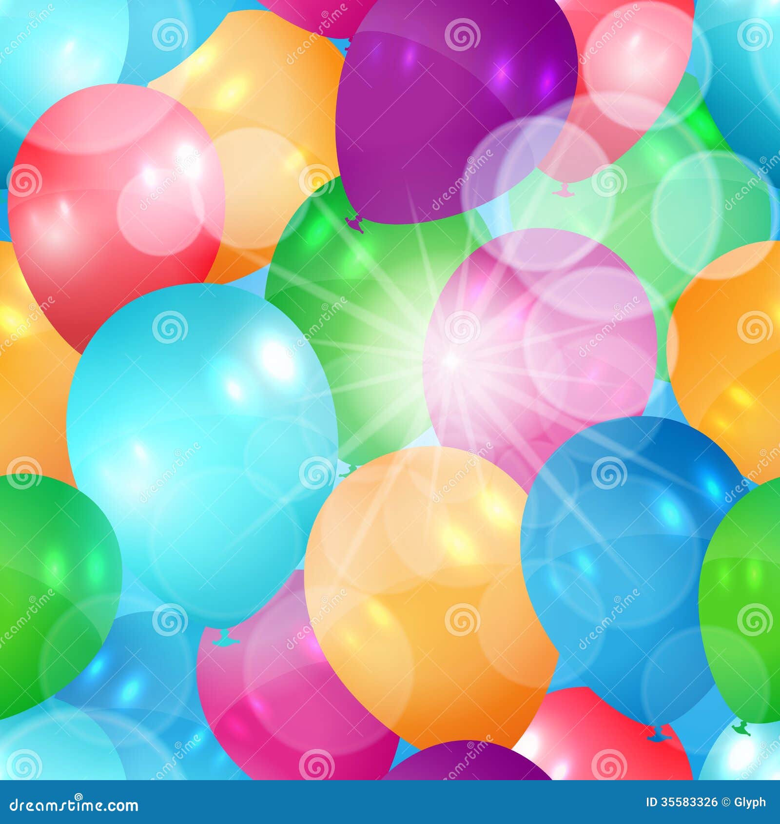 Glittering Seamless Summer Balloons Illustration Stock Vector ...