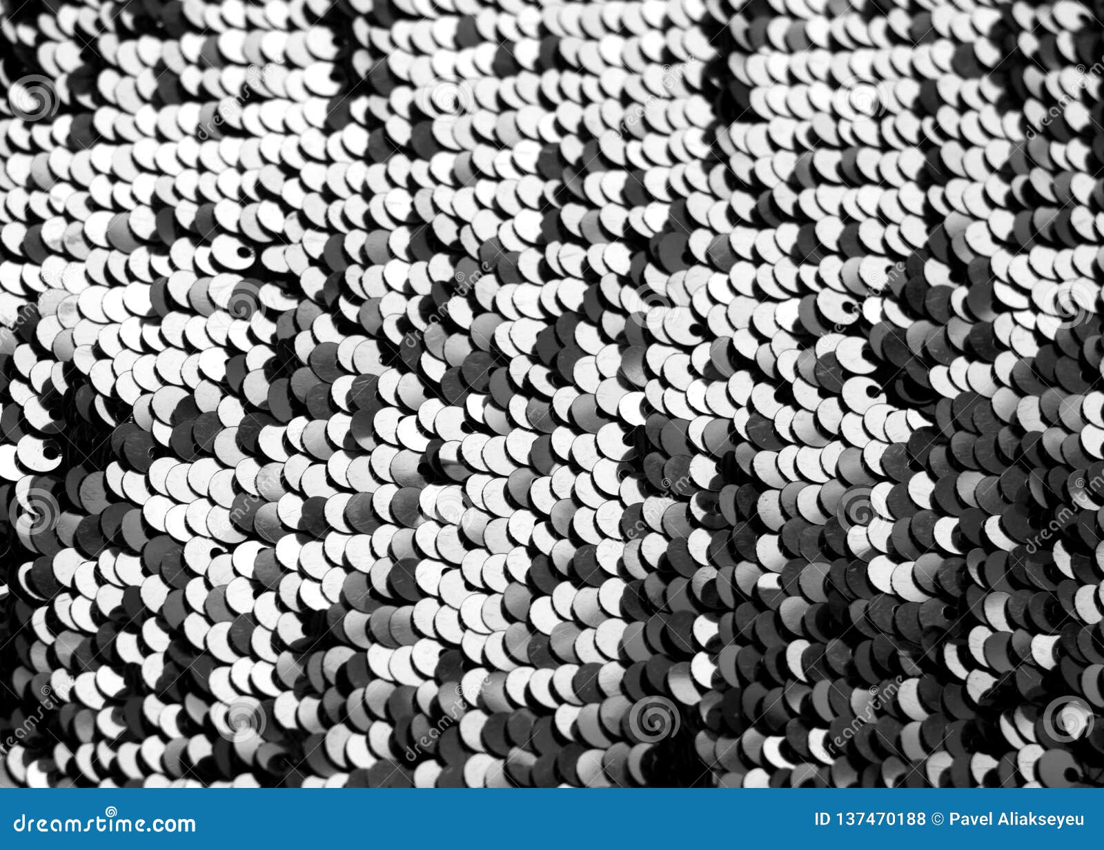 Glittering Sequin Texture in Black and White Stock Photo - Image of ...
