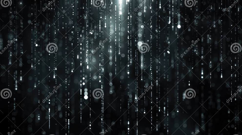 Glittering Silver Particles Fall Against a Black Background in this ...