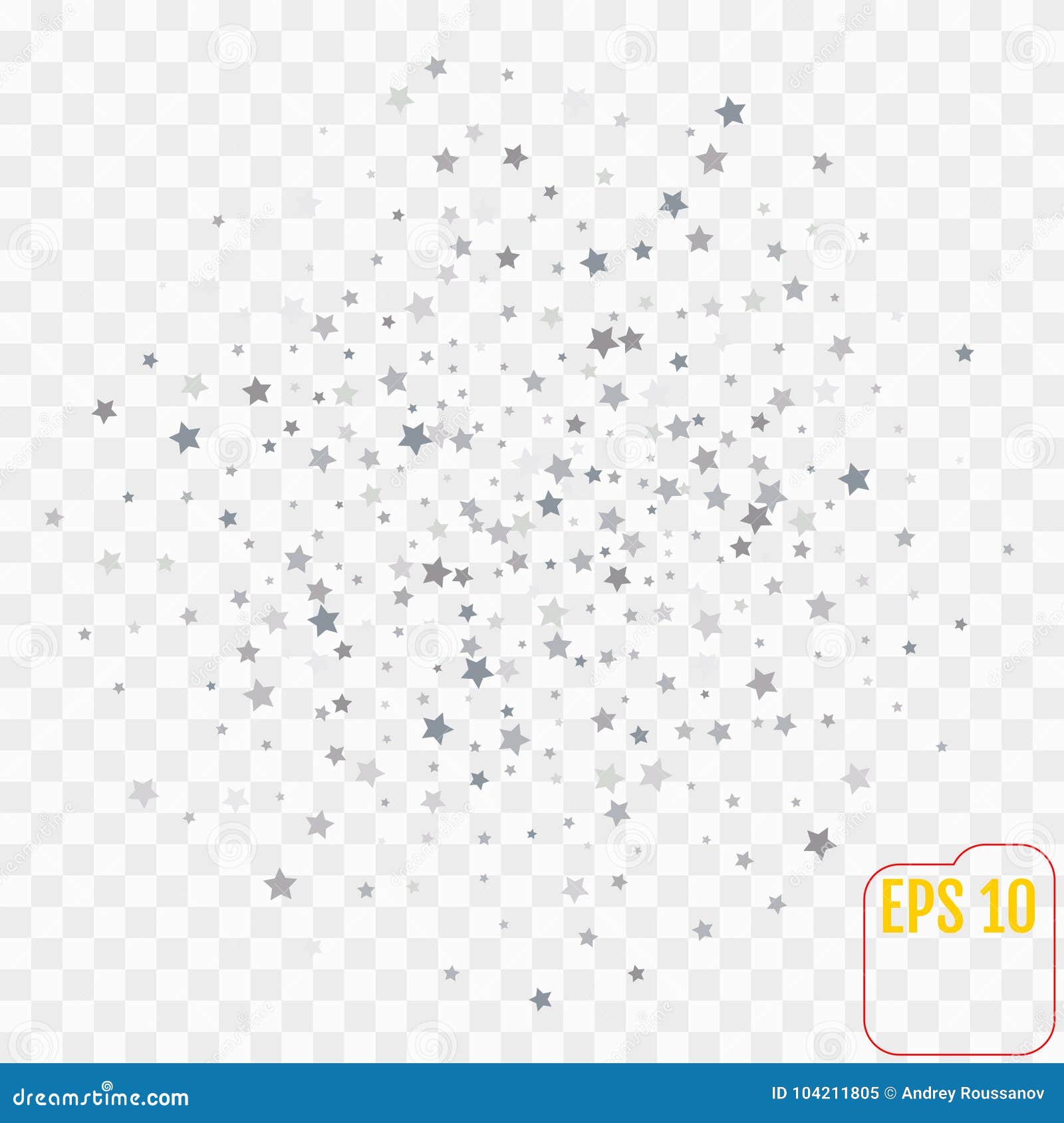 Glittering Silver Stars Confetti Glamour Luxury Design Pattern Vector
