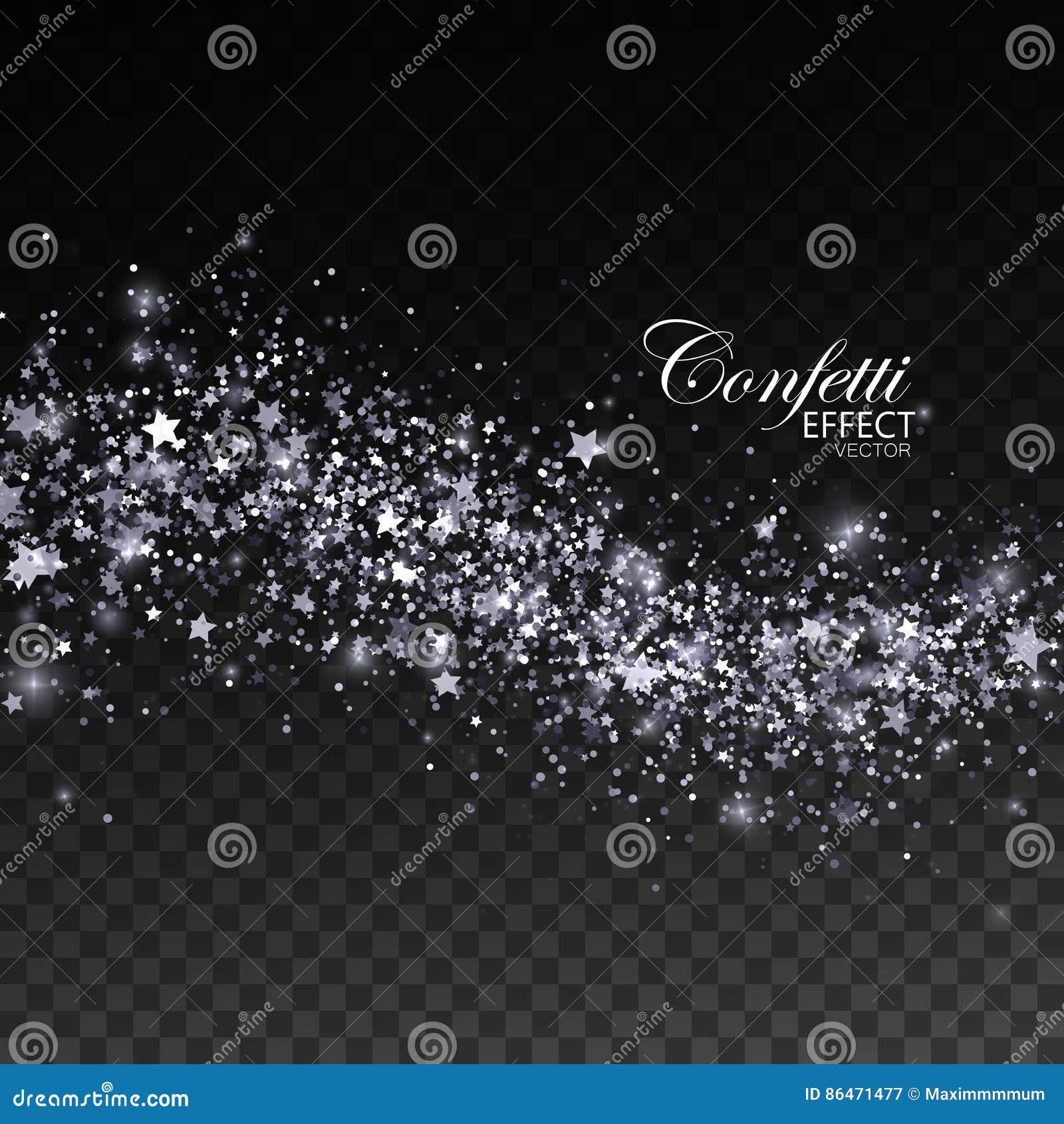 Glittering Silver Stars Confetti Glamour Luxury Design Pattern Vector