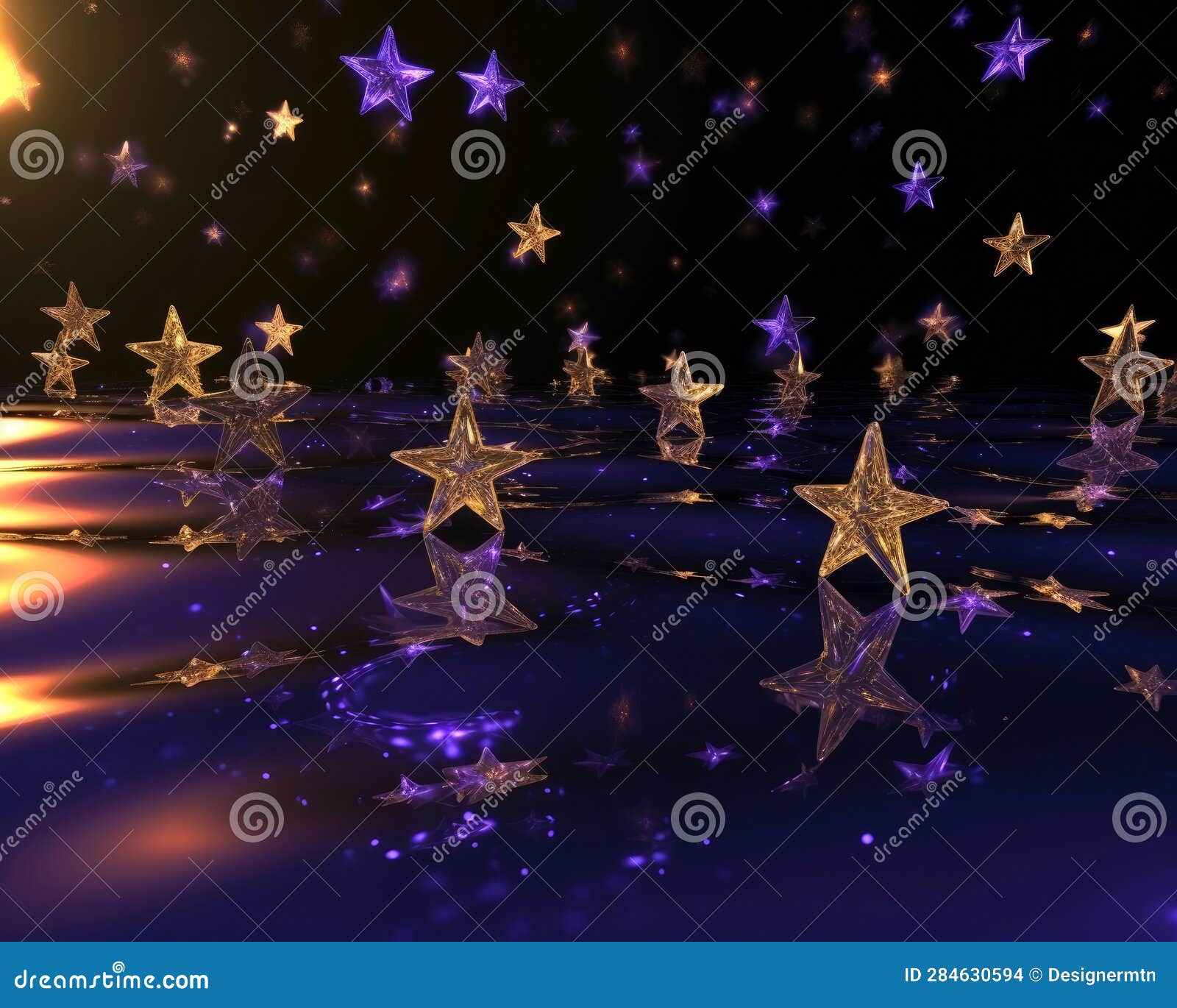 Glittering Stars Background on Water Stock Illustration - Illustration ...