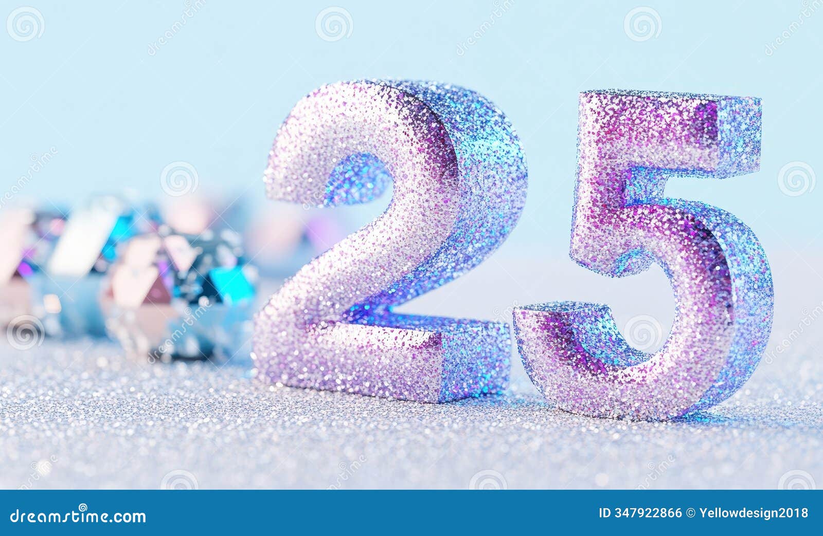 Glittering 25th Anniversary Celebration with Sparkling Silver and Blue ...