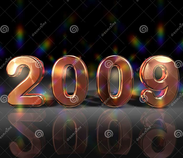 Glittering year 2009 stock illustration. Illustration of lens - 5663916