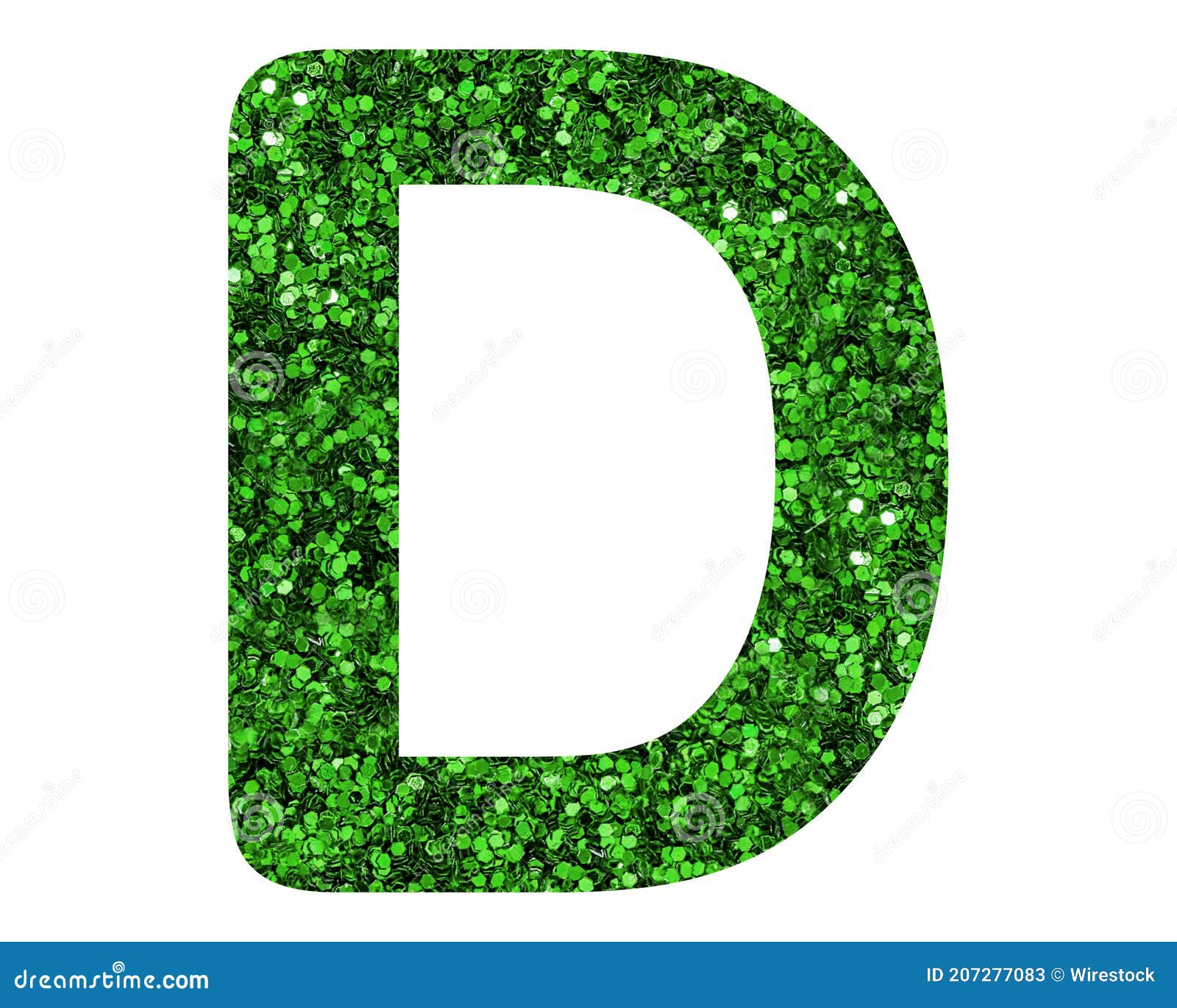 Glittery Green Letter D on a White Isolated Background Stock Image ...