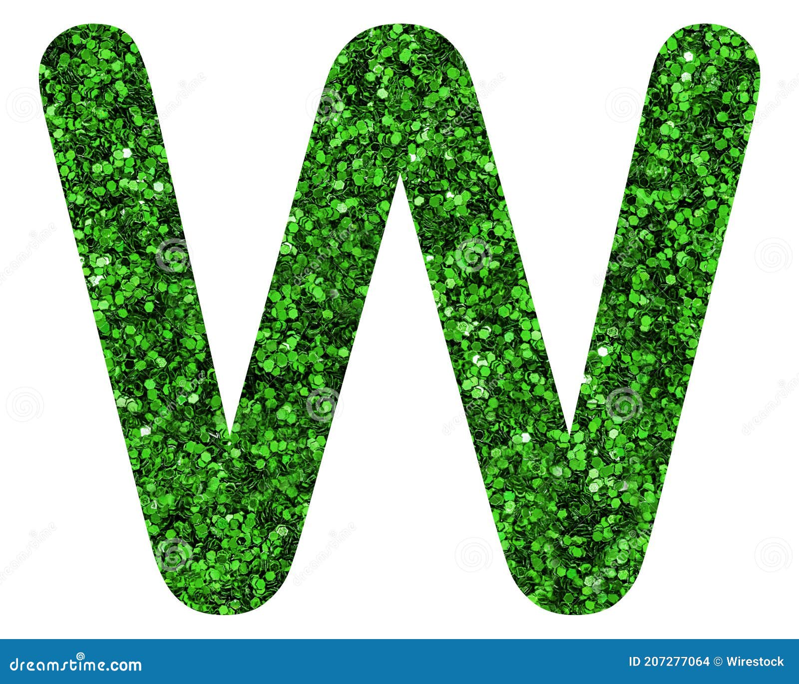 Glittery Green Letter W on a White Isolated Background Stock Photo ...