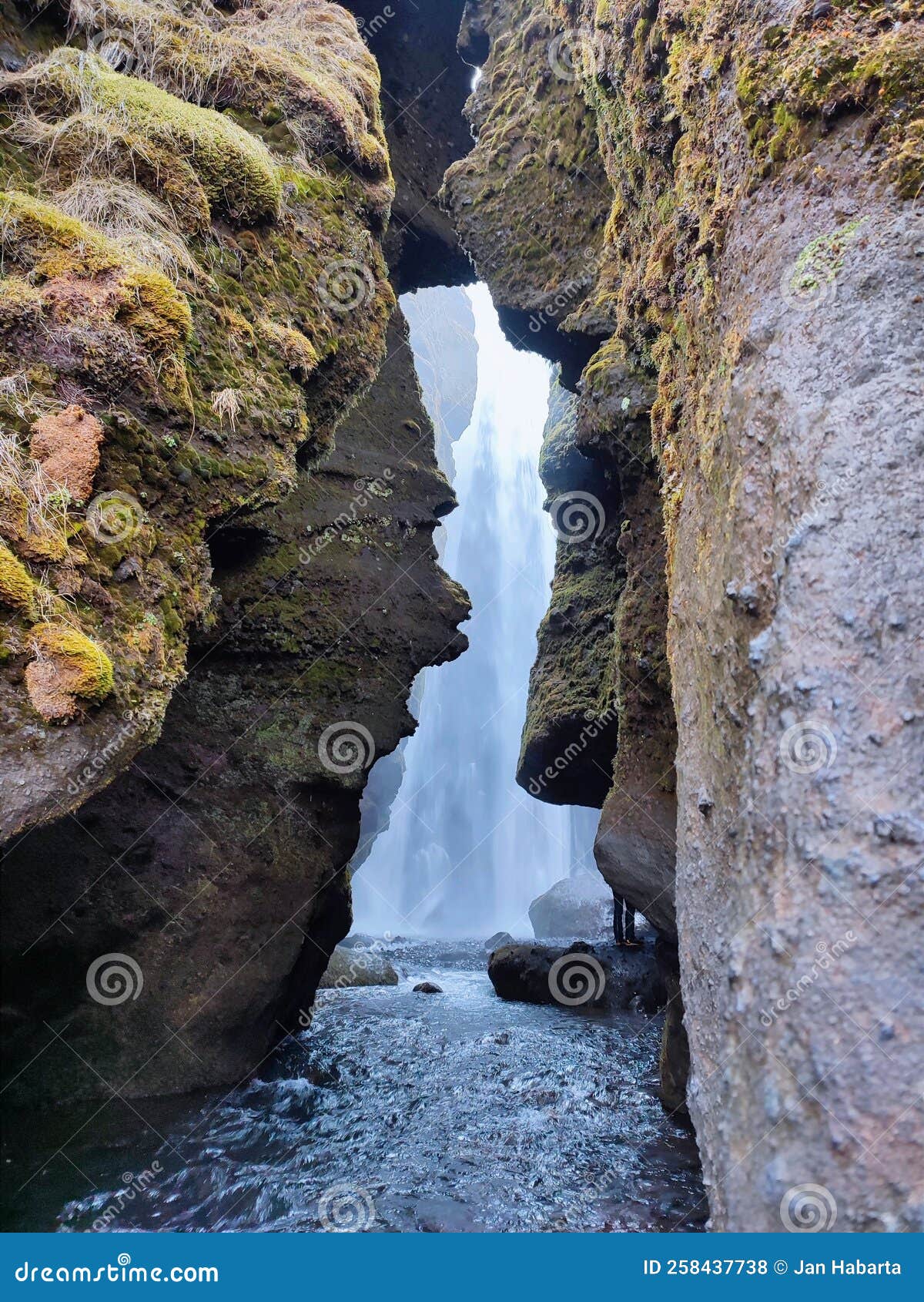 Gljufrabui Waterfall between Rocks in Iceland Stock Photo - Image of ...