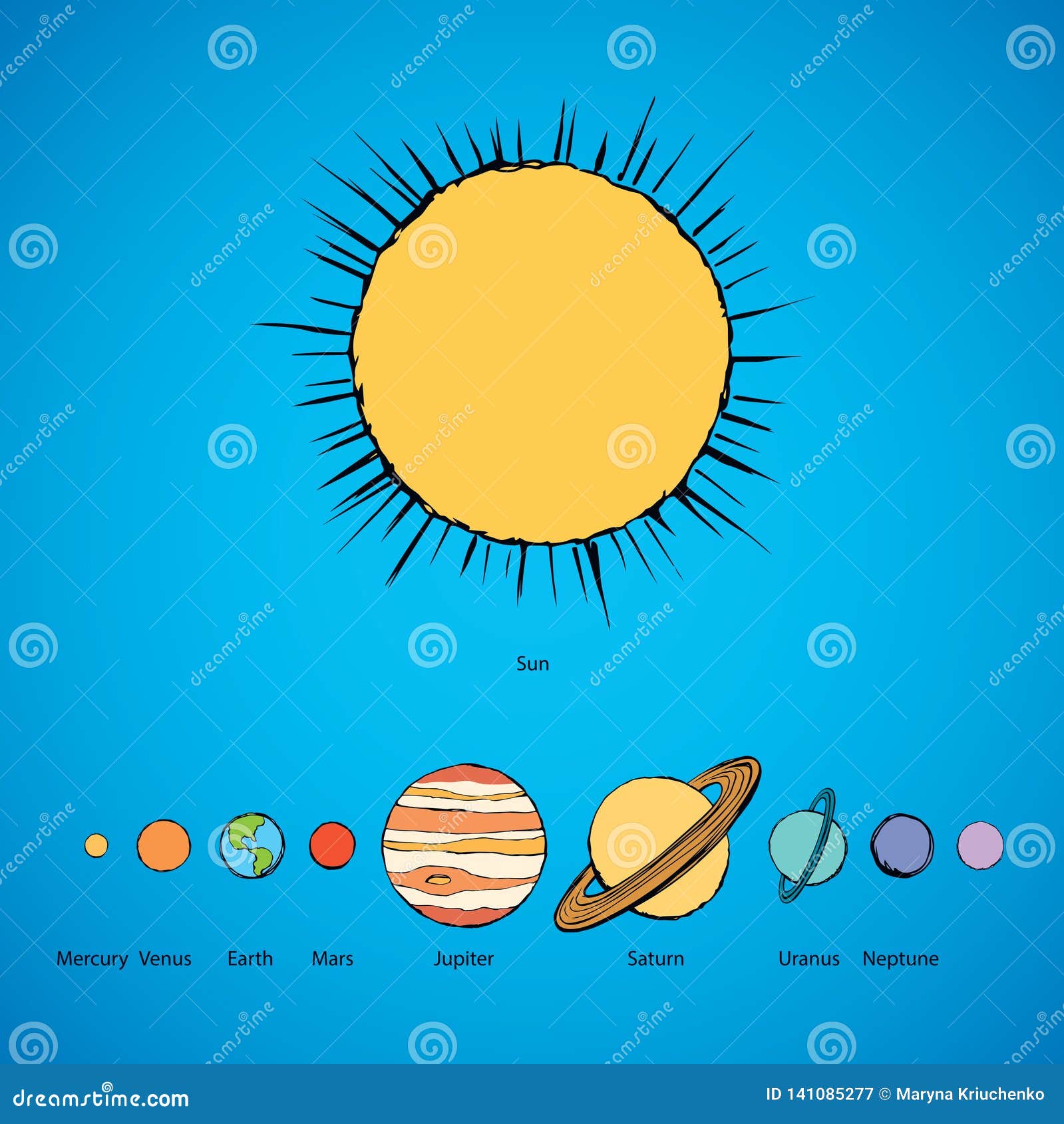 Saturn. Vector drawing stock vector. Illustration of contour - 141085277