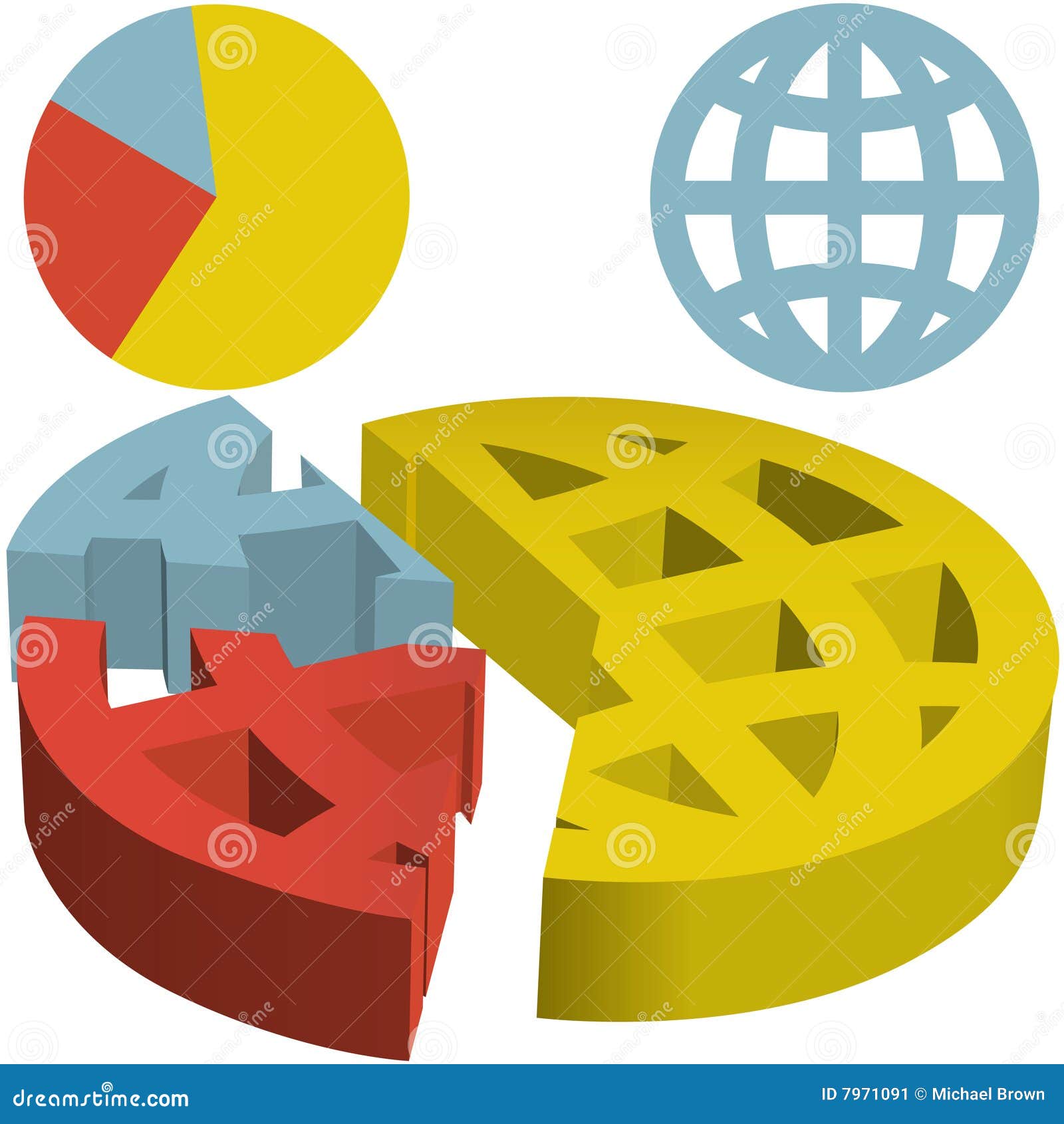 Global 3D Financial Pie Chart of Globalization Dat Stock Vector ...