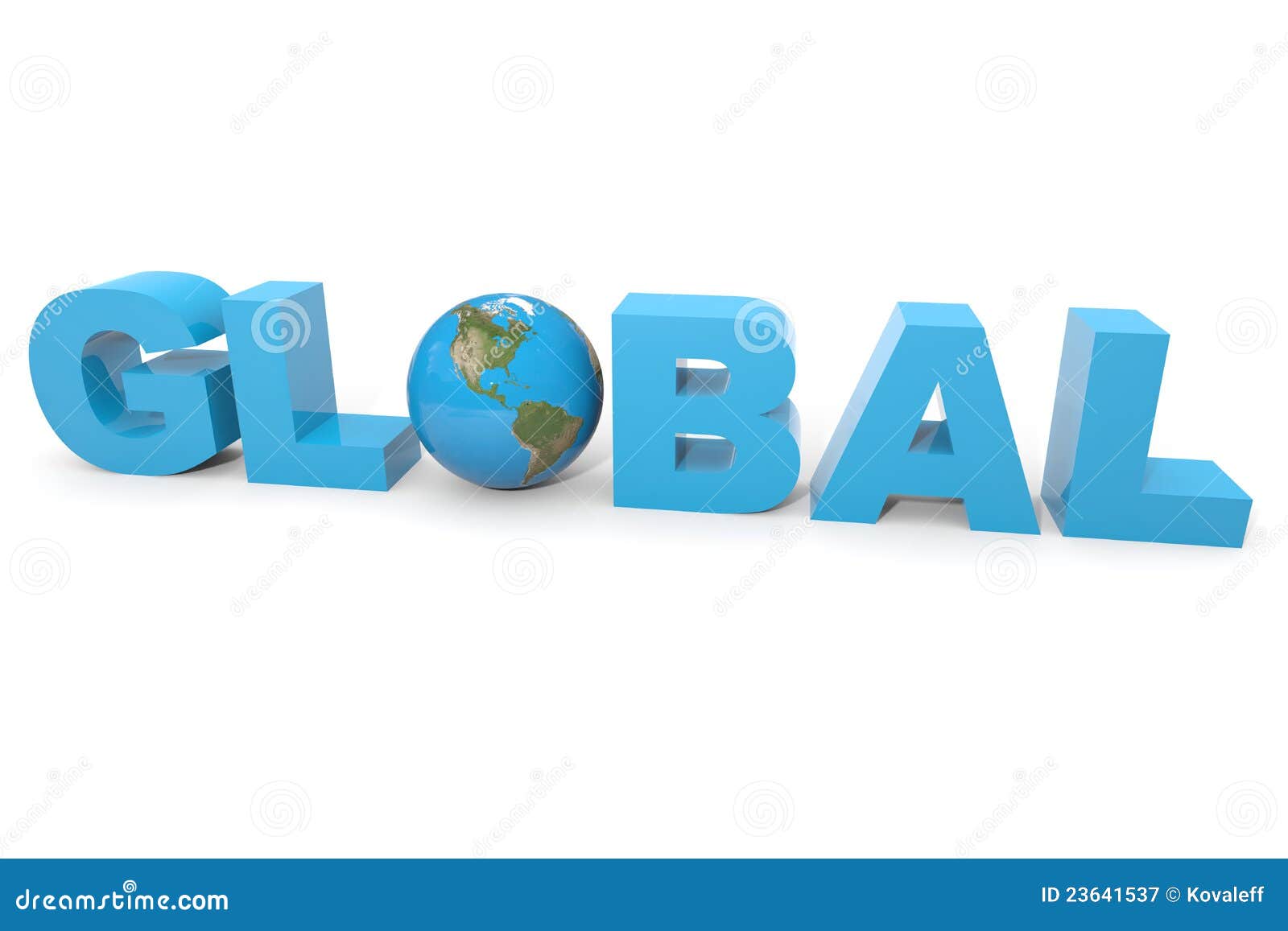 GLOBAL 3d Text. Earth Globe Replacing Letter O Stock Illustration ...