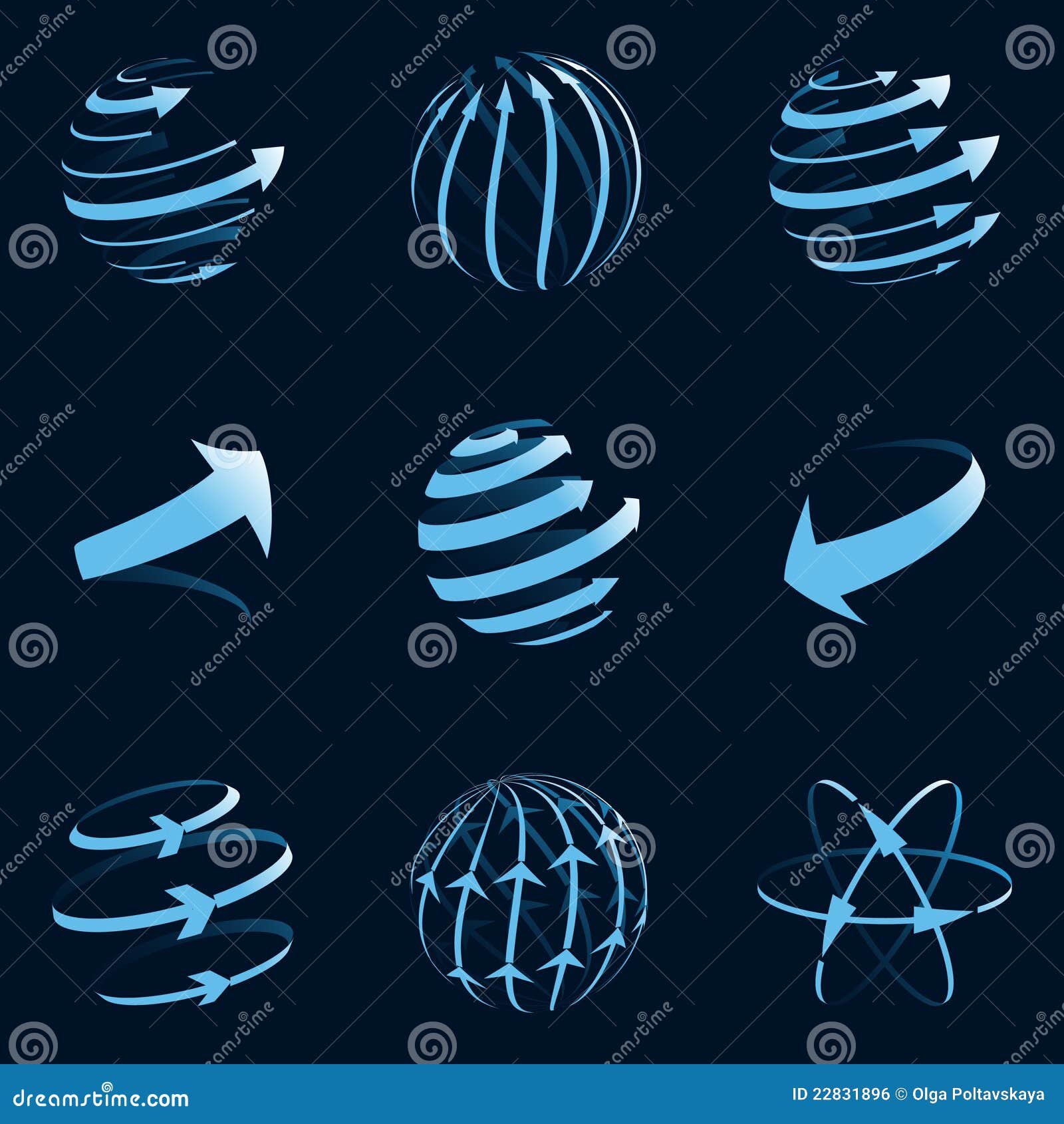 Global arrow icons. stock vector. Illustration of world - 22831896